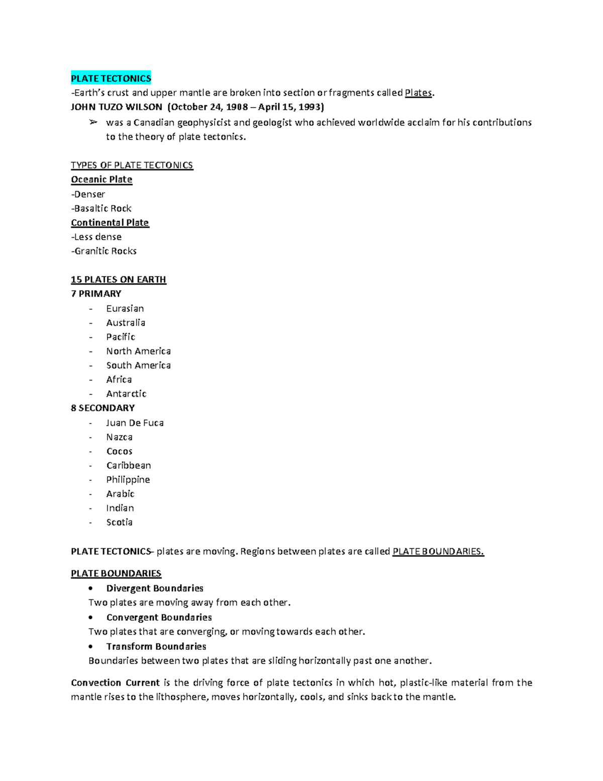 Plate-Tectonics - Notes - PLATE TECTONICS Earth’s crust and upper ...