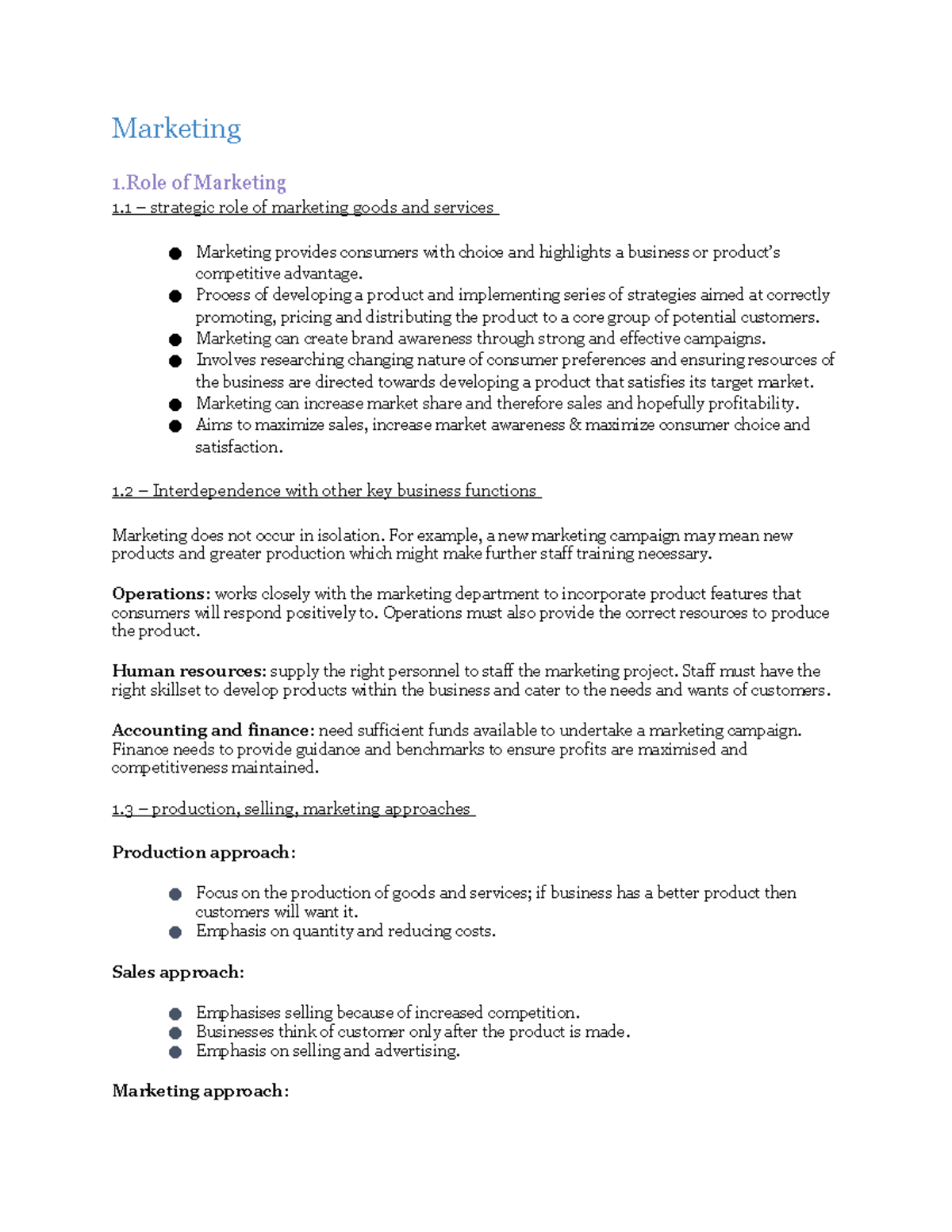 Business Studies - Marketing - Marketing 1 of Marketing 1 – strategic ...
