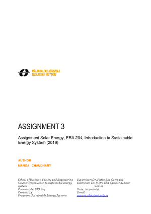 Solar energy assignment - student 4 - SOLAR ENERGY ASSIGNMENT MARTIN ...