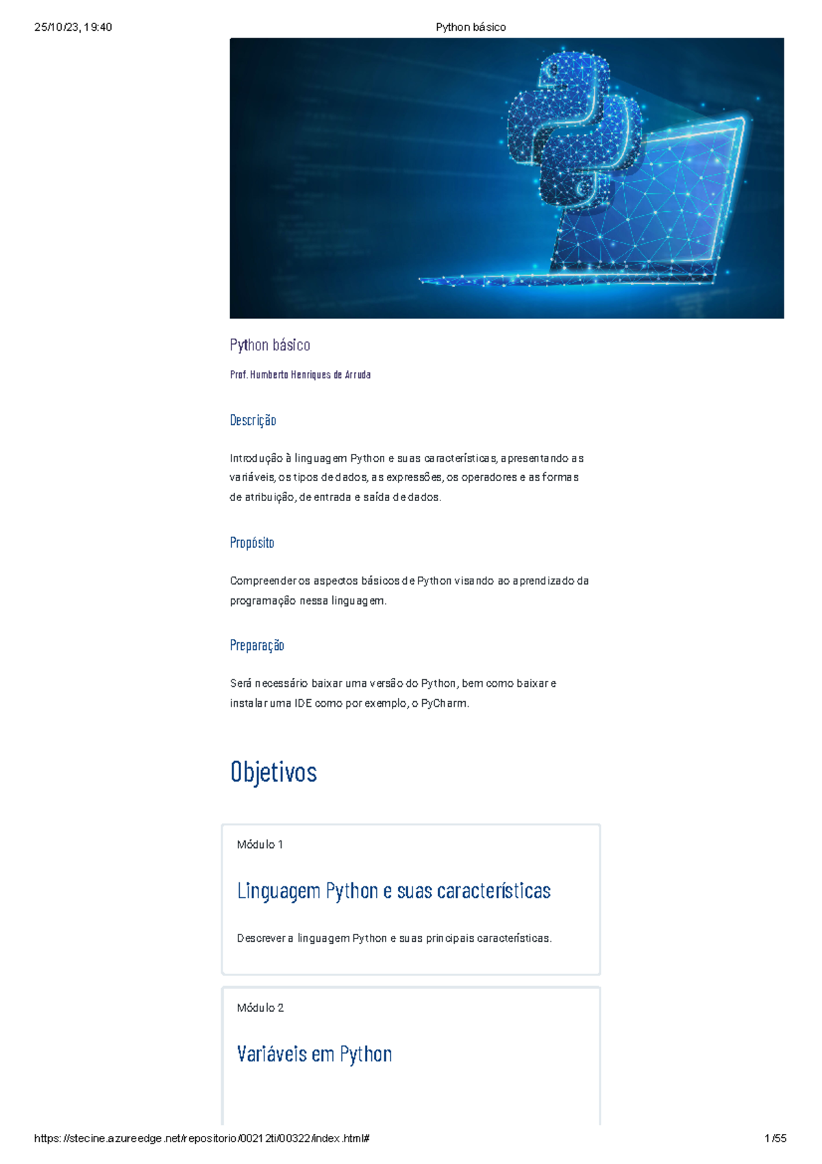 Python básico - Python básico ####### Prof. Humberto Henriques de ...