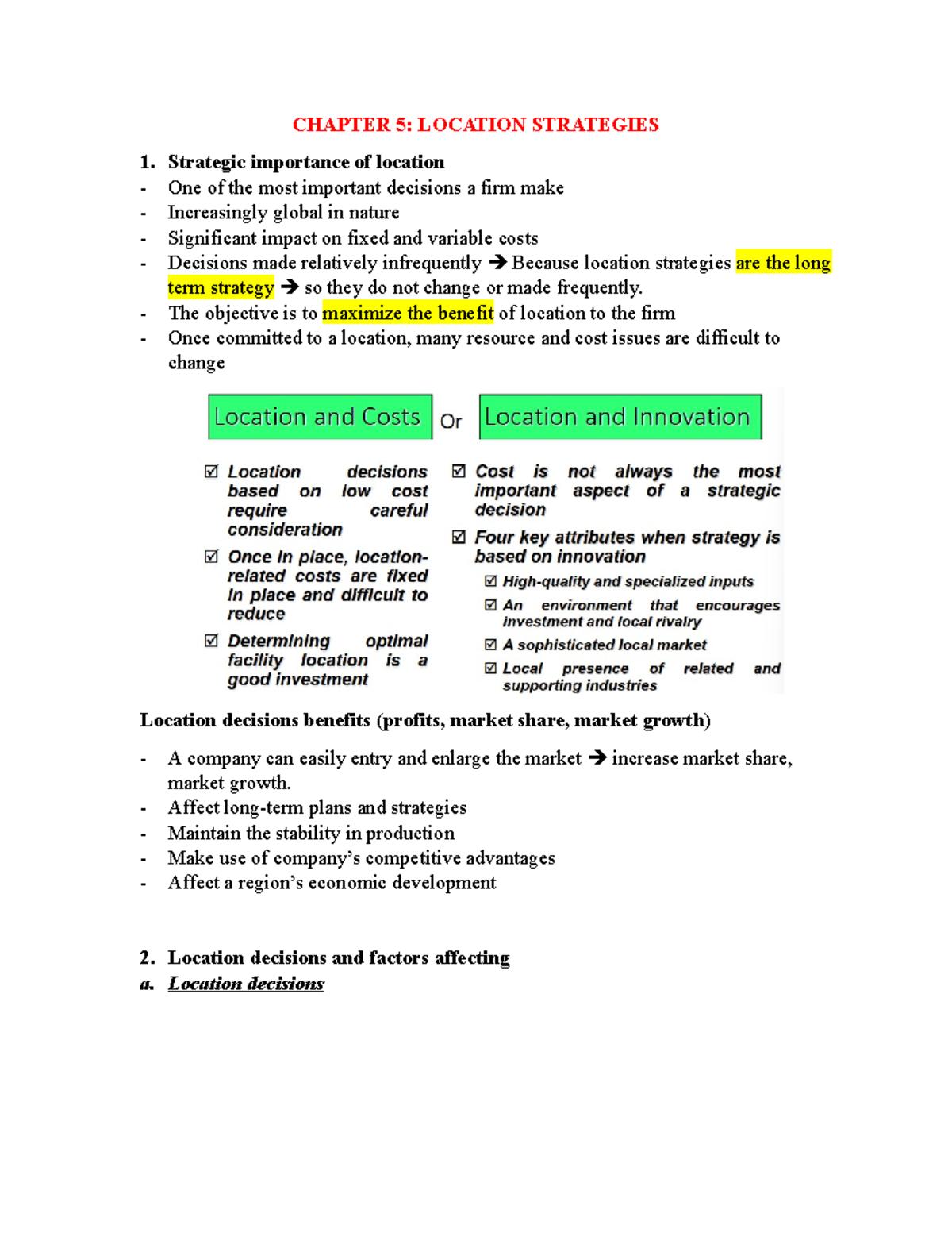 Lecture 5 - your welcome - CHAPTER 5: LOCATION STRATEGIES Strategic ...