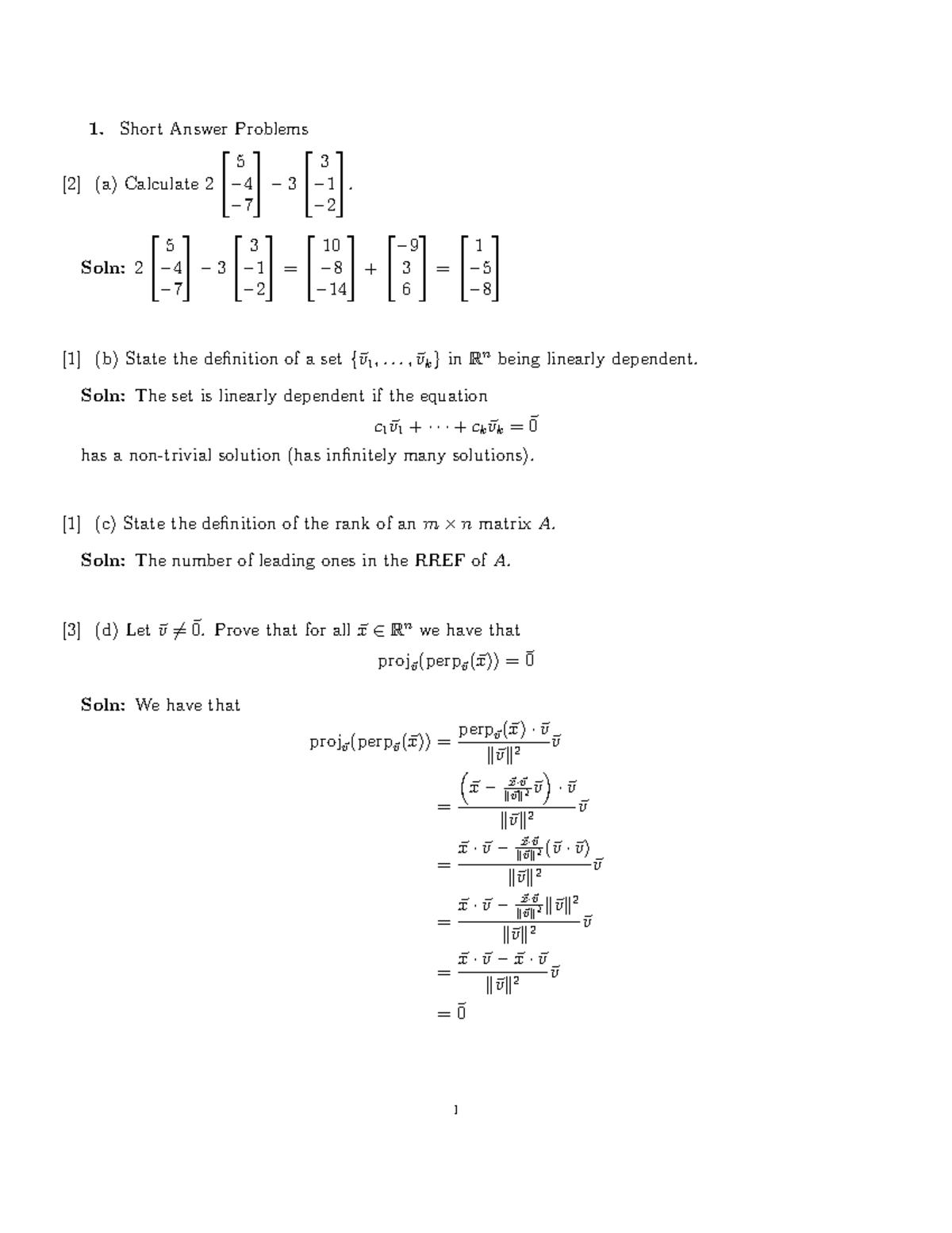 136 midterm w19 soln - Short Answer Problems [2] (a) Calculate 2 5 − 4 ...