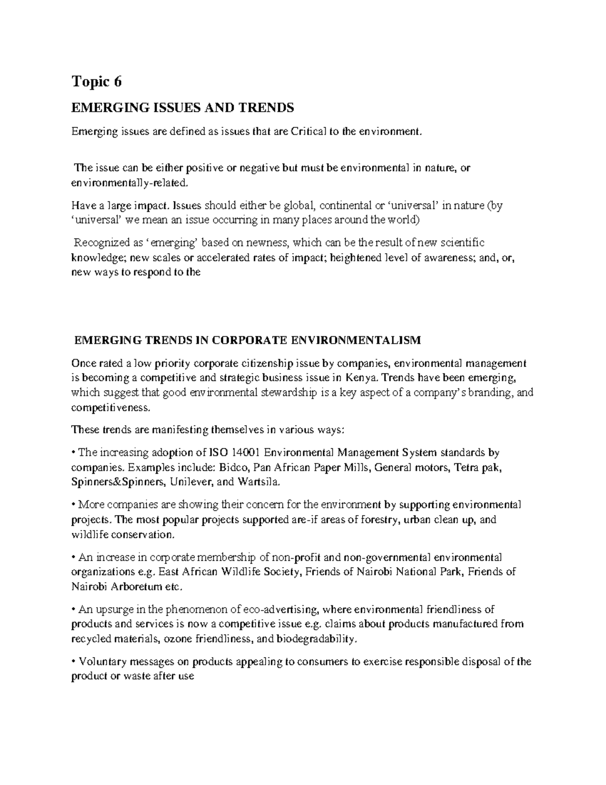 Topic 6 Emerging issues and trends - Topic 6 EMERGING ISSUES AND TRENDS ...