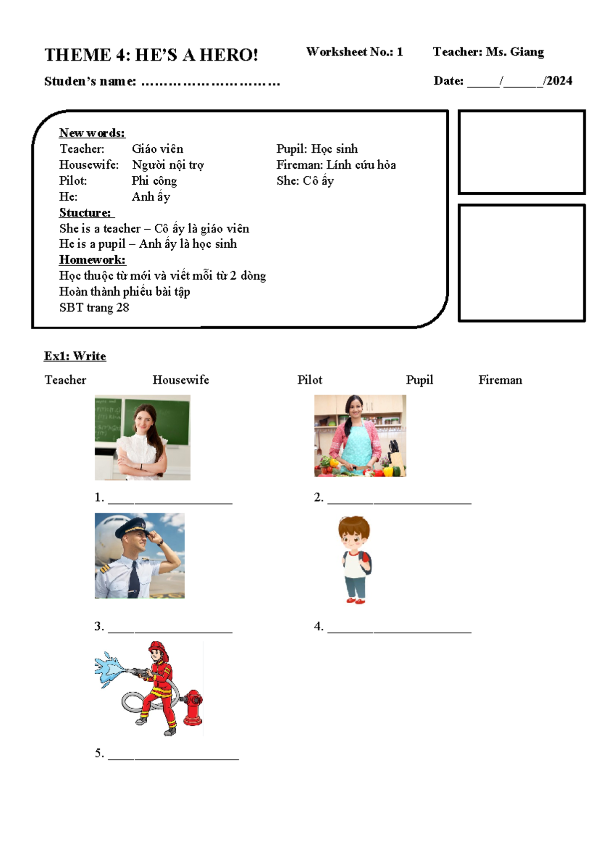 7. Unit 4- lesson 1- family and friends 1 - THEME 4: HE’S A HERO ...
