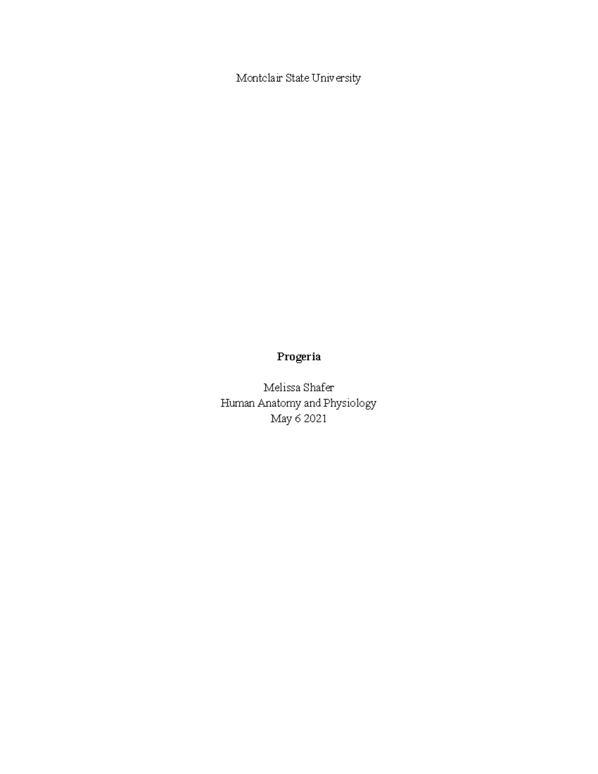Anatomy Term Paper - Melissa Shafer - Montclair State University ...