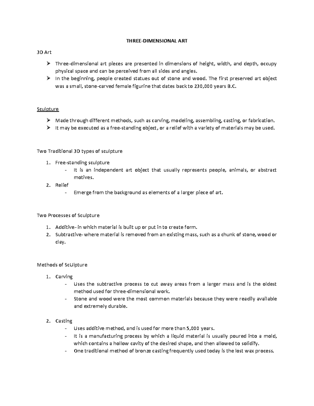 Art App Visual 1 2 Art Appreciation Three Dimensional Art 3d Art