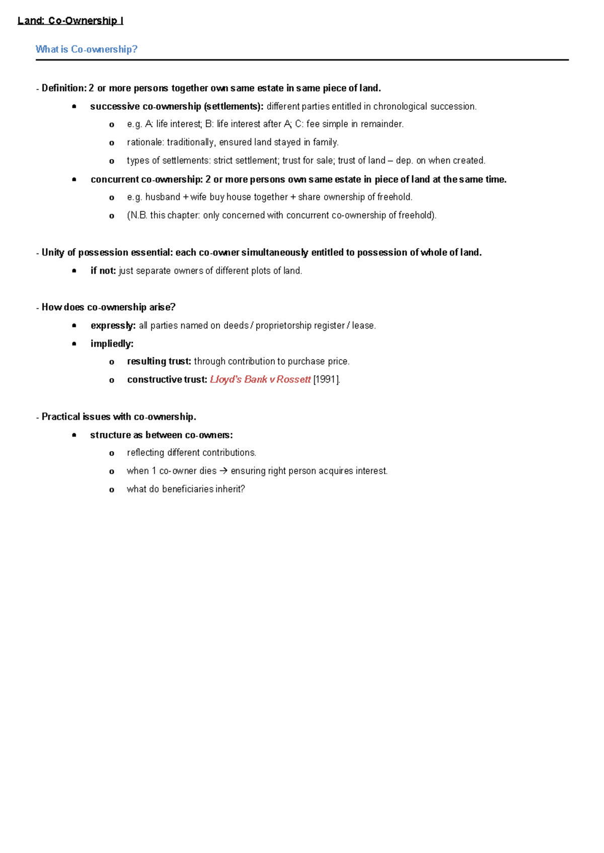 Co-ownership I - Good - Land: Co-Ownership I What is Co-ownership ...