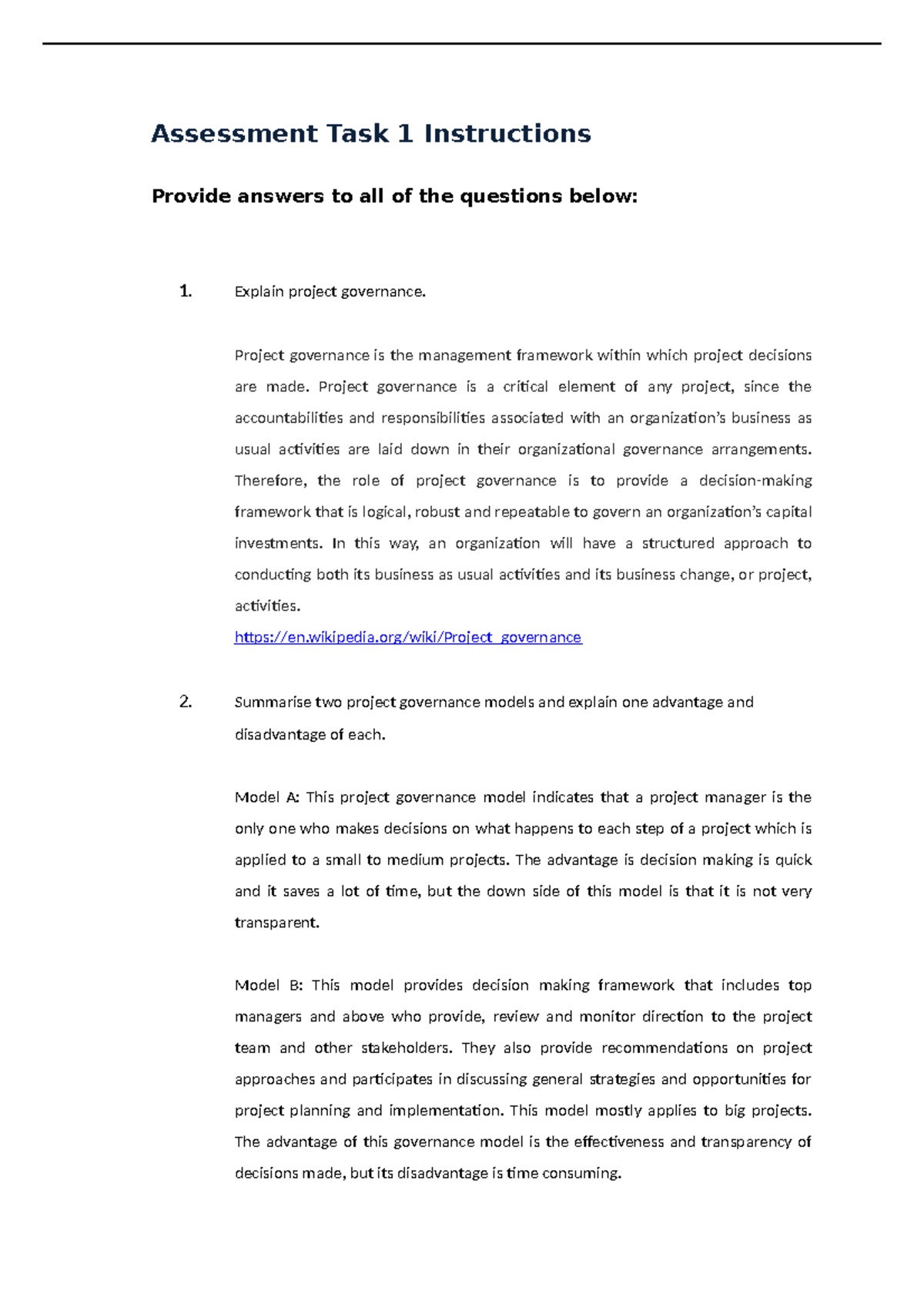 Assessment Task 1 Answers - Assessment Task 1 Instructions Provide ...