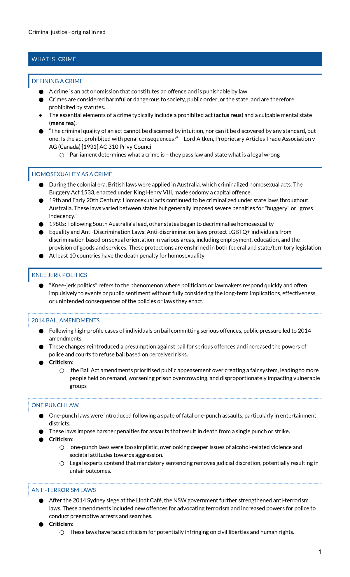 Criminal justice notes - Criminal justice - original in red WHAT IS ...