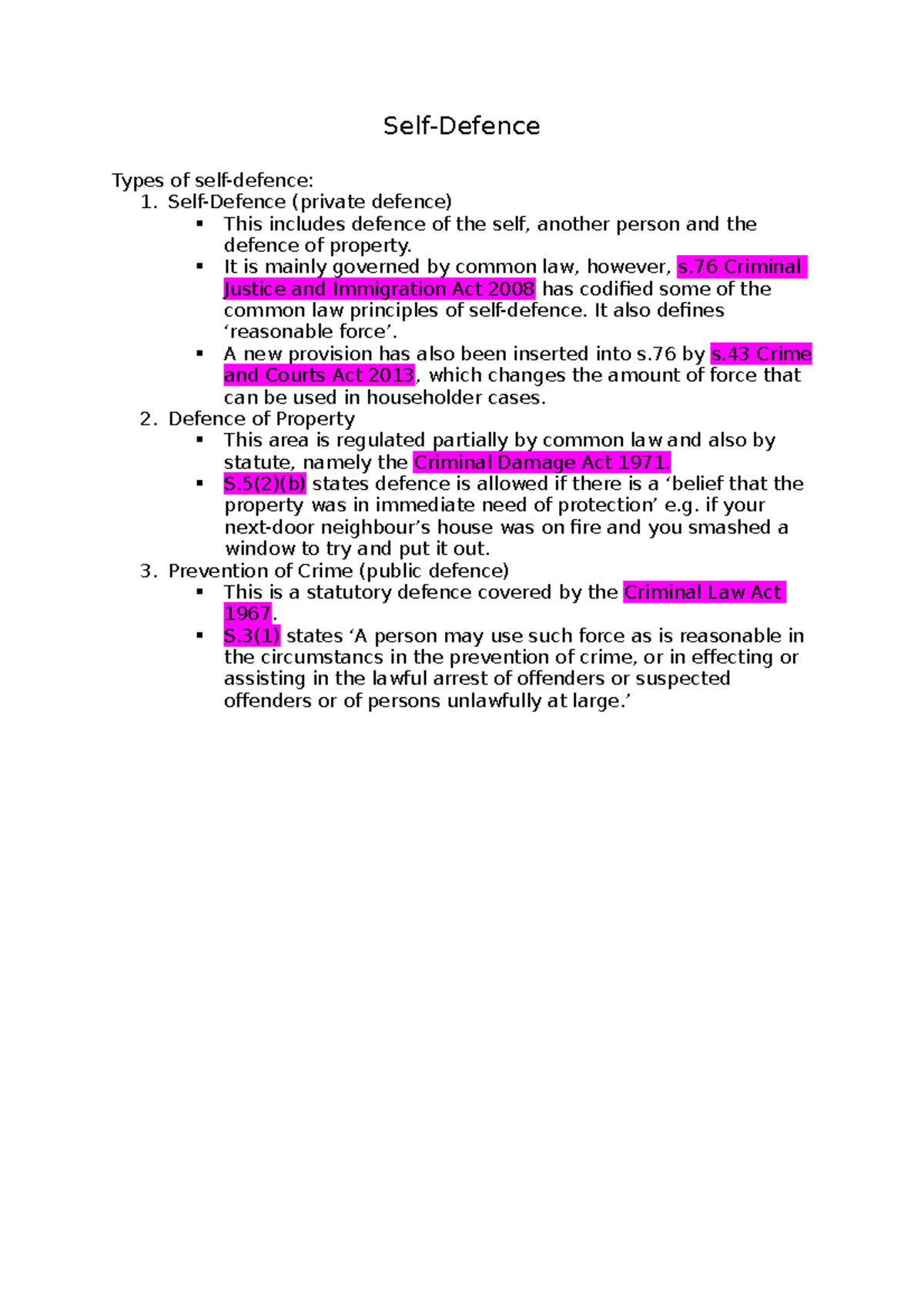 Self-Defence - Lydia Bleasedale - Self-Defence Types of self-defence: 1 ...