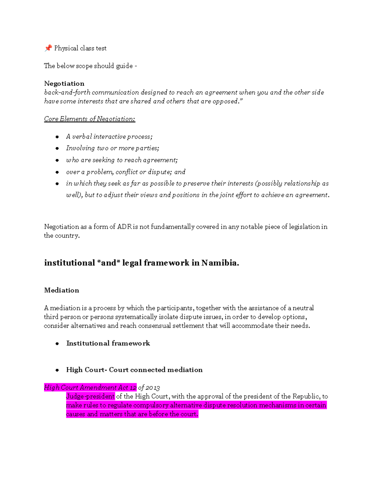 Adr test notes - 📌 Physical class test The below scope should guide ...