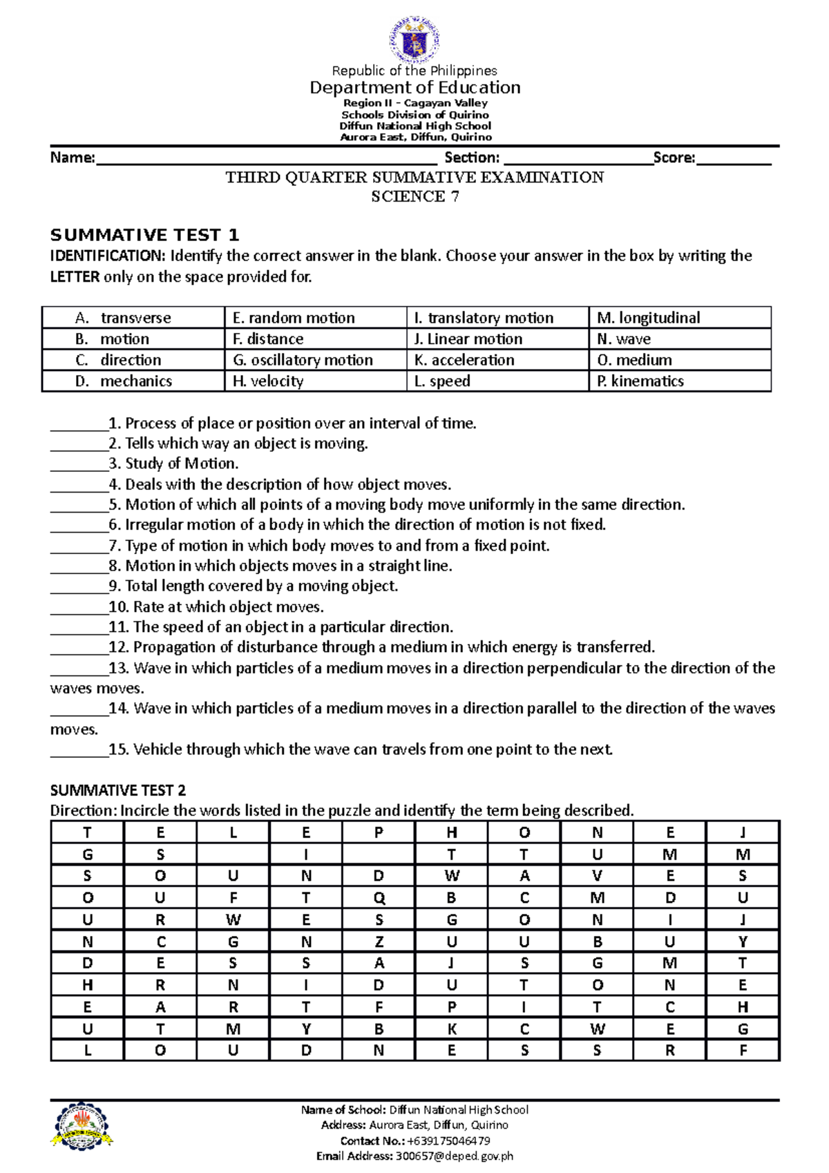 Science 7 Q3 - document - Department of Education Region II – Cagayan ...
