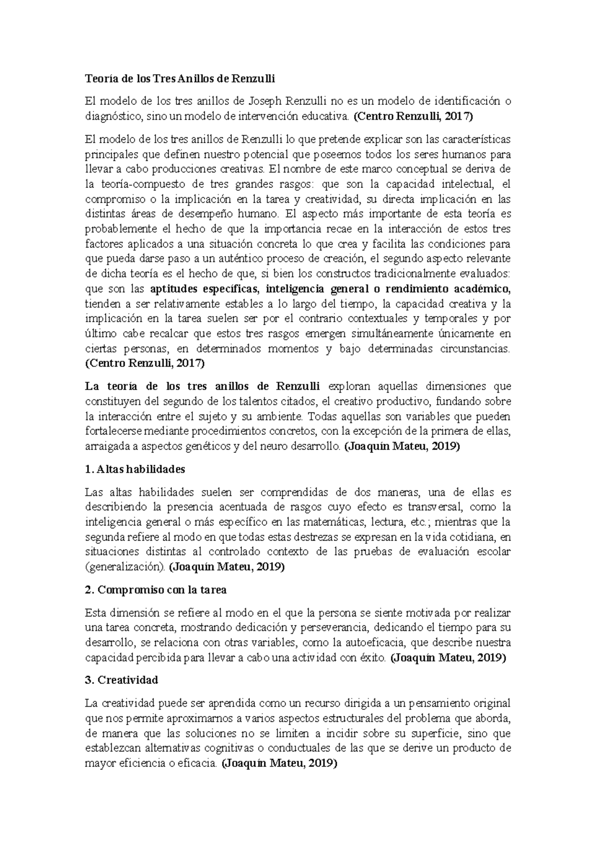 Psicologia diferencial - Teoría de los Tres Anillos de Renzulli El ...