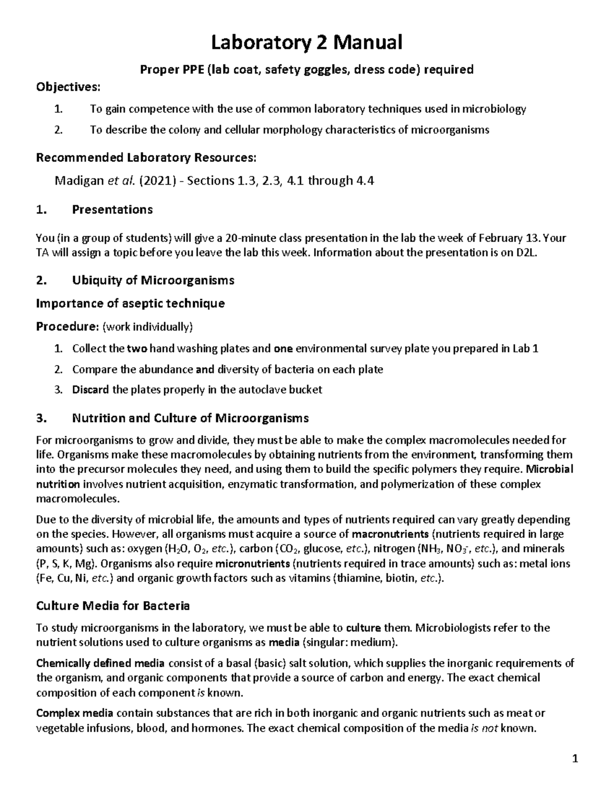 Manual Lab 2 W231 - Laboratory 2 Manual Proper PPE (lab coat, safety ...