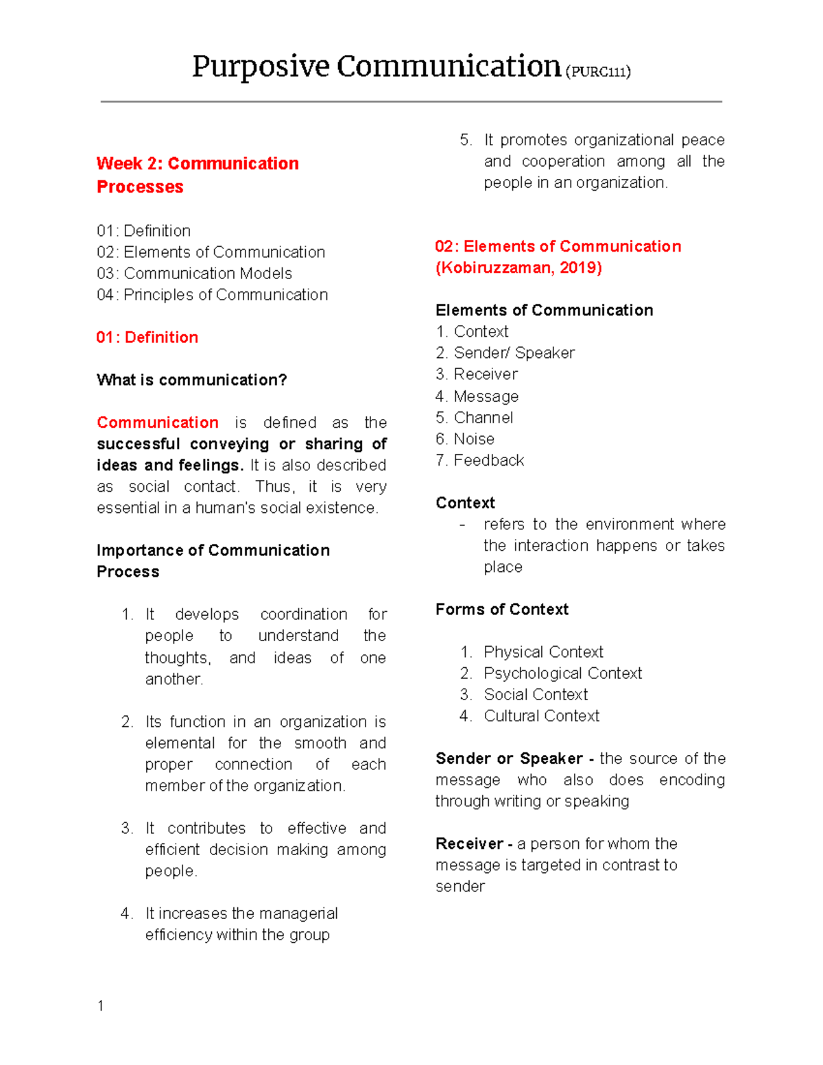 Purcom- Prelim - Week 2: Communication Processes 01: Definition 02: Elements of Communication 03 ...