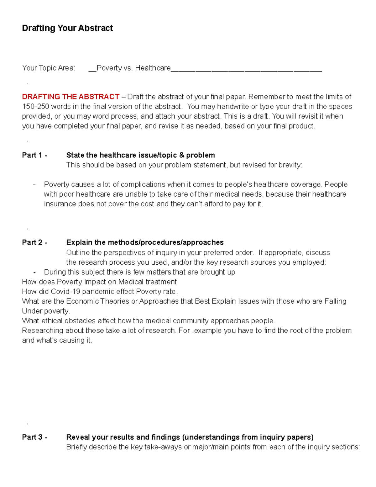 Week 5- Drafting Abstracts CAPS401 - Drafting Your Abstract Your Topic ...