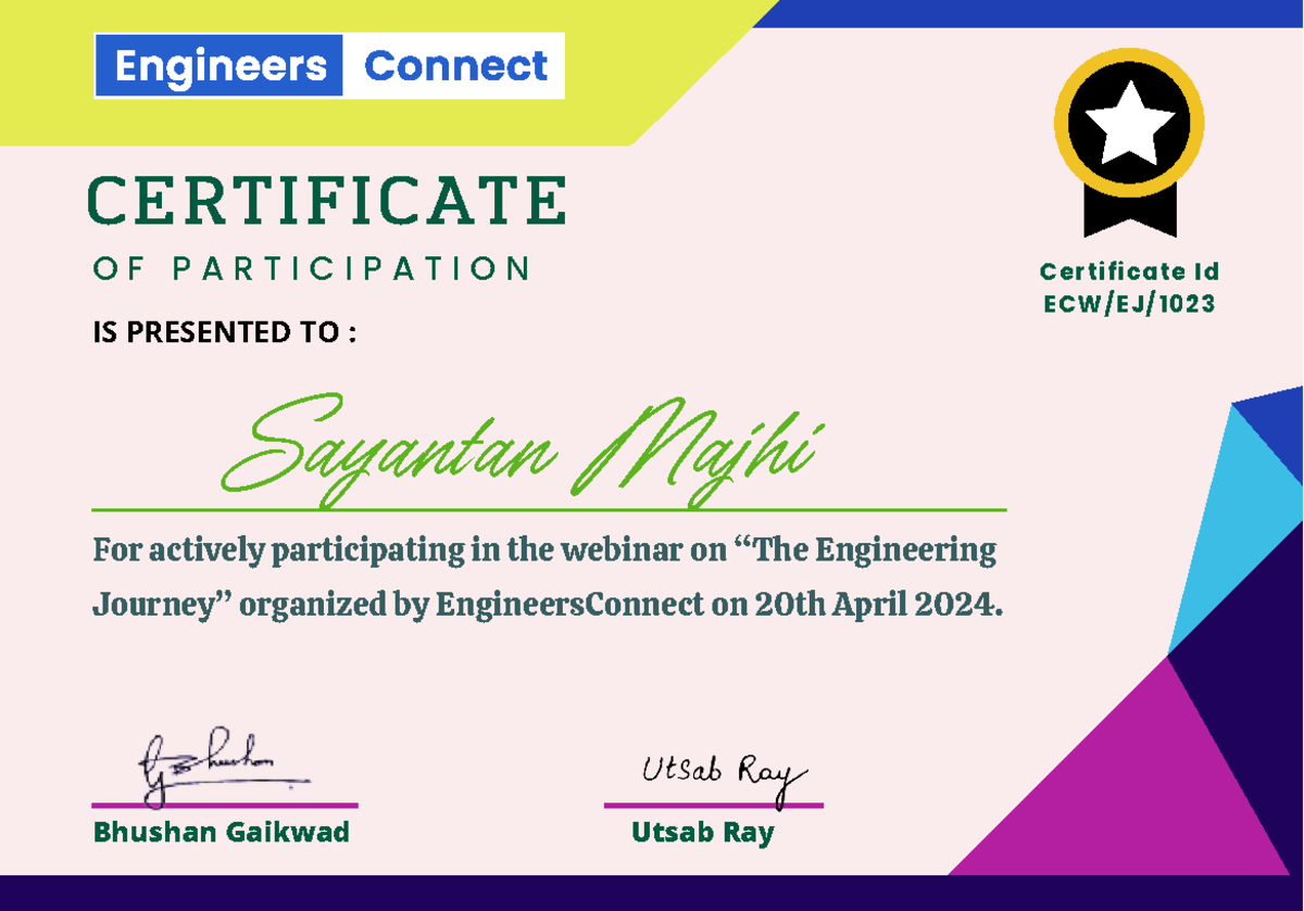 Webniar Certificates - Computer Science and Engineering - CERTIFICATE O ...