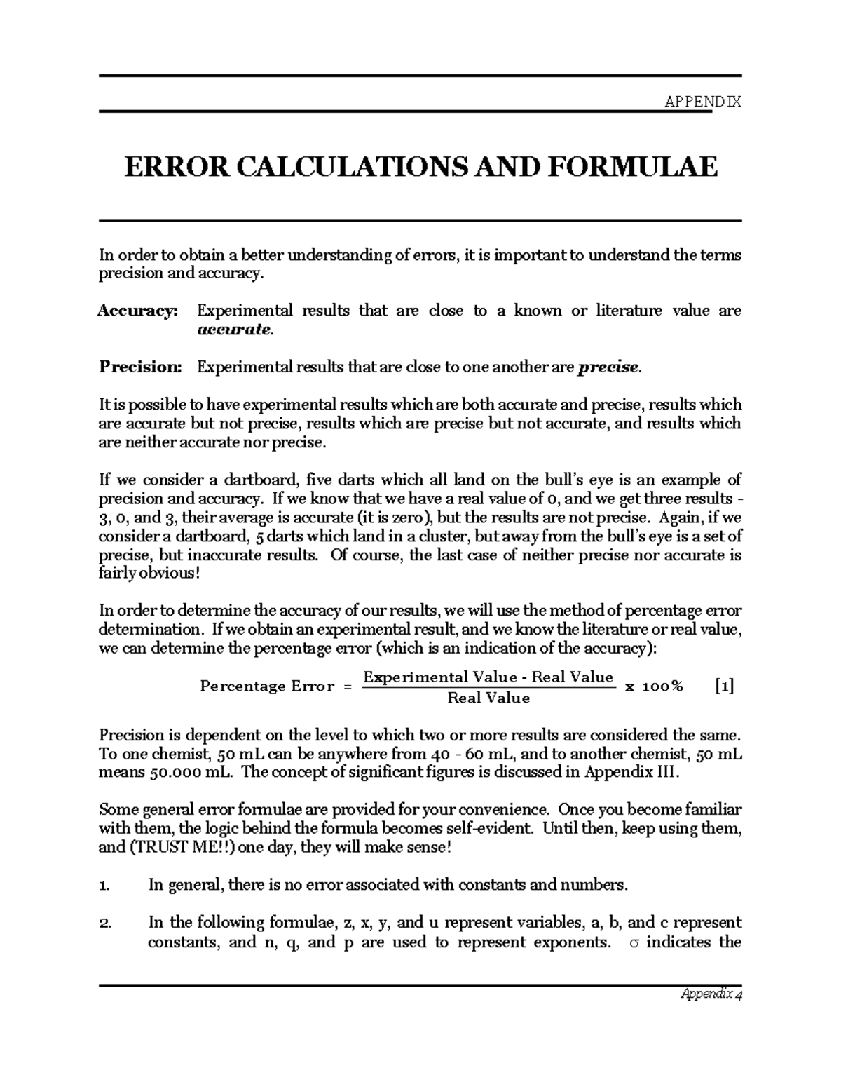 Error calculations - Appendix 4 APPENDIX ERROR CALCULATIONS AND ...