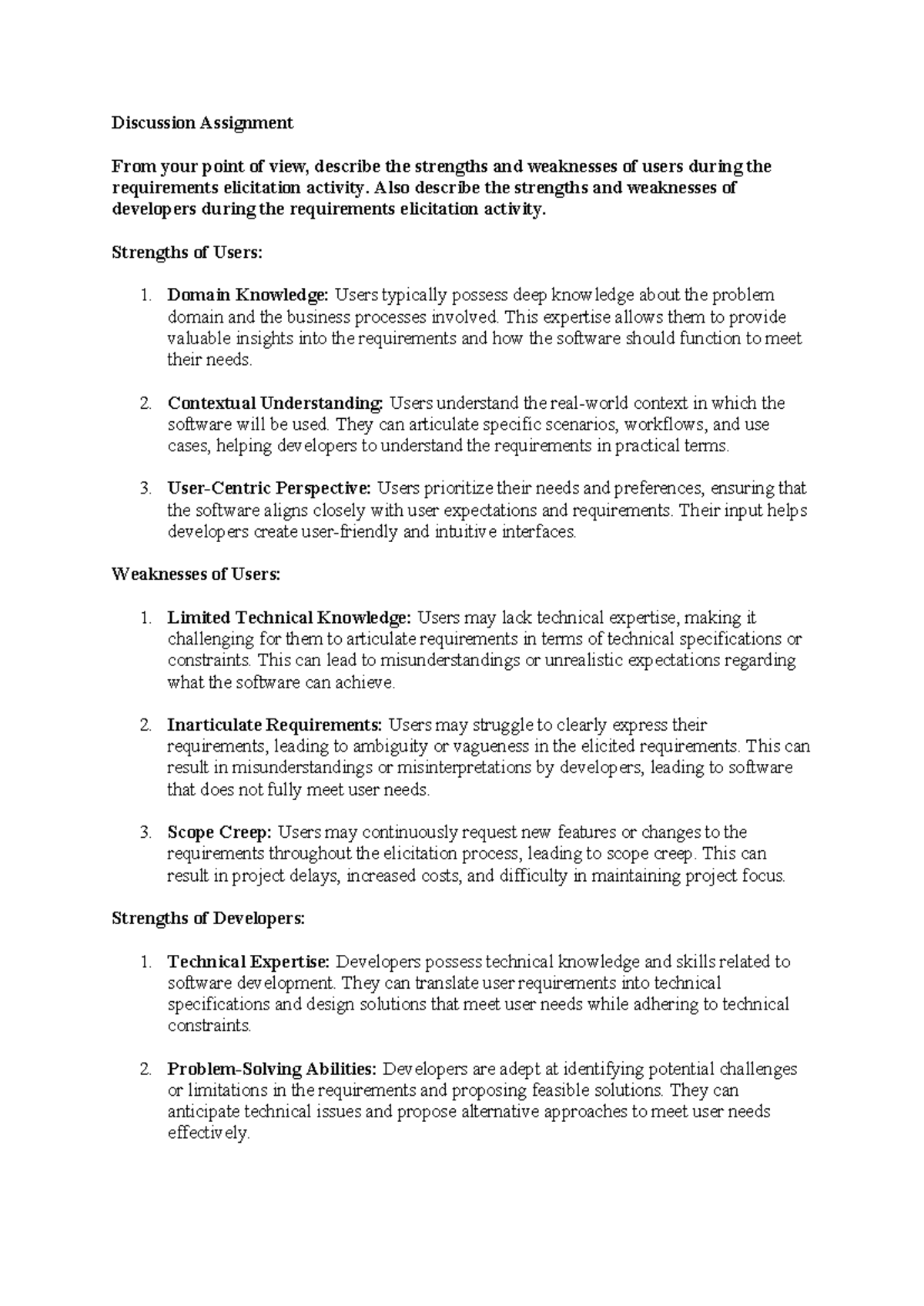 DF unit 2 CS 2401 - Discussion Assignment From your point of view ...