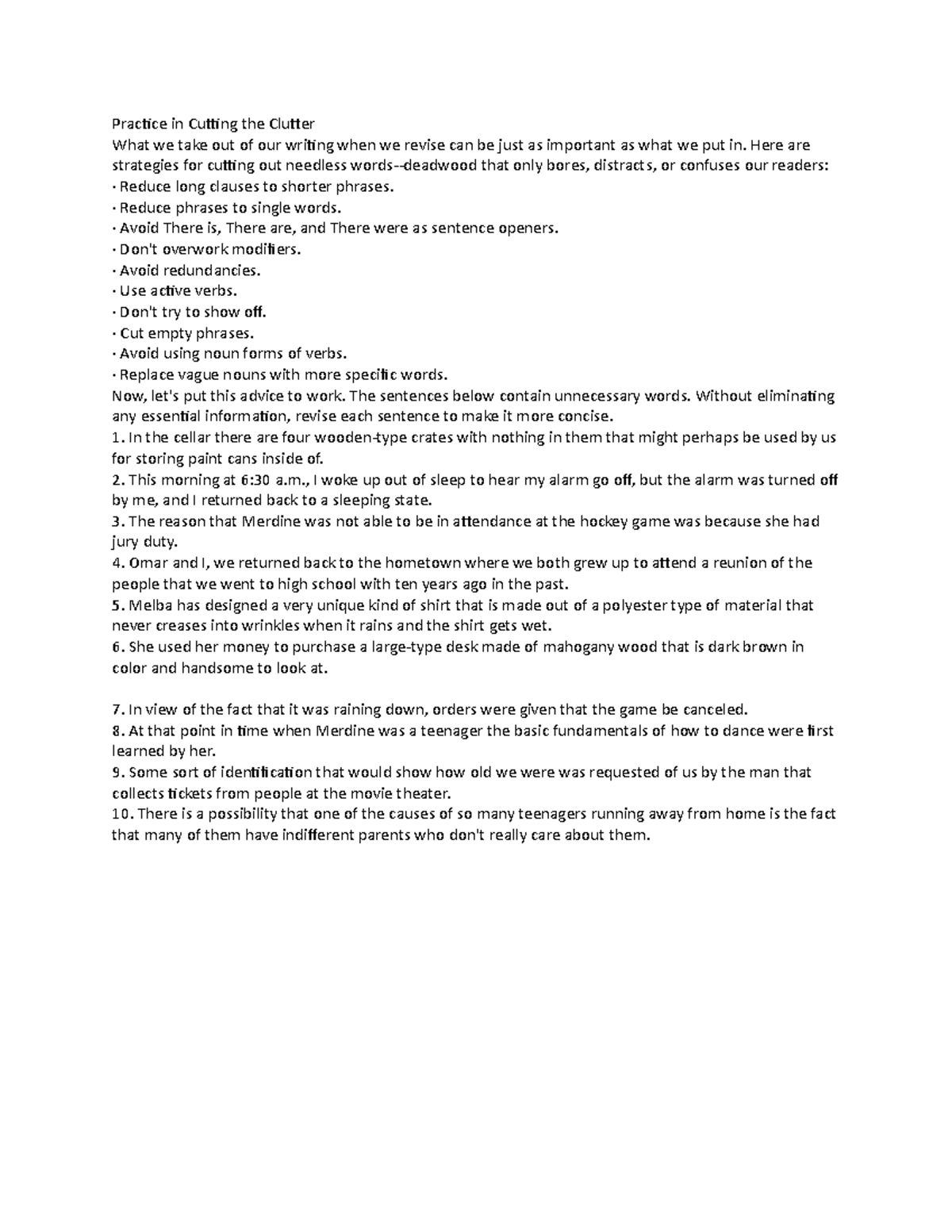 Practice in Cutting the Clutter - Here are strategies for cutting out ...