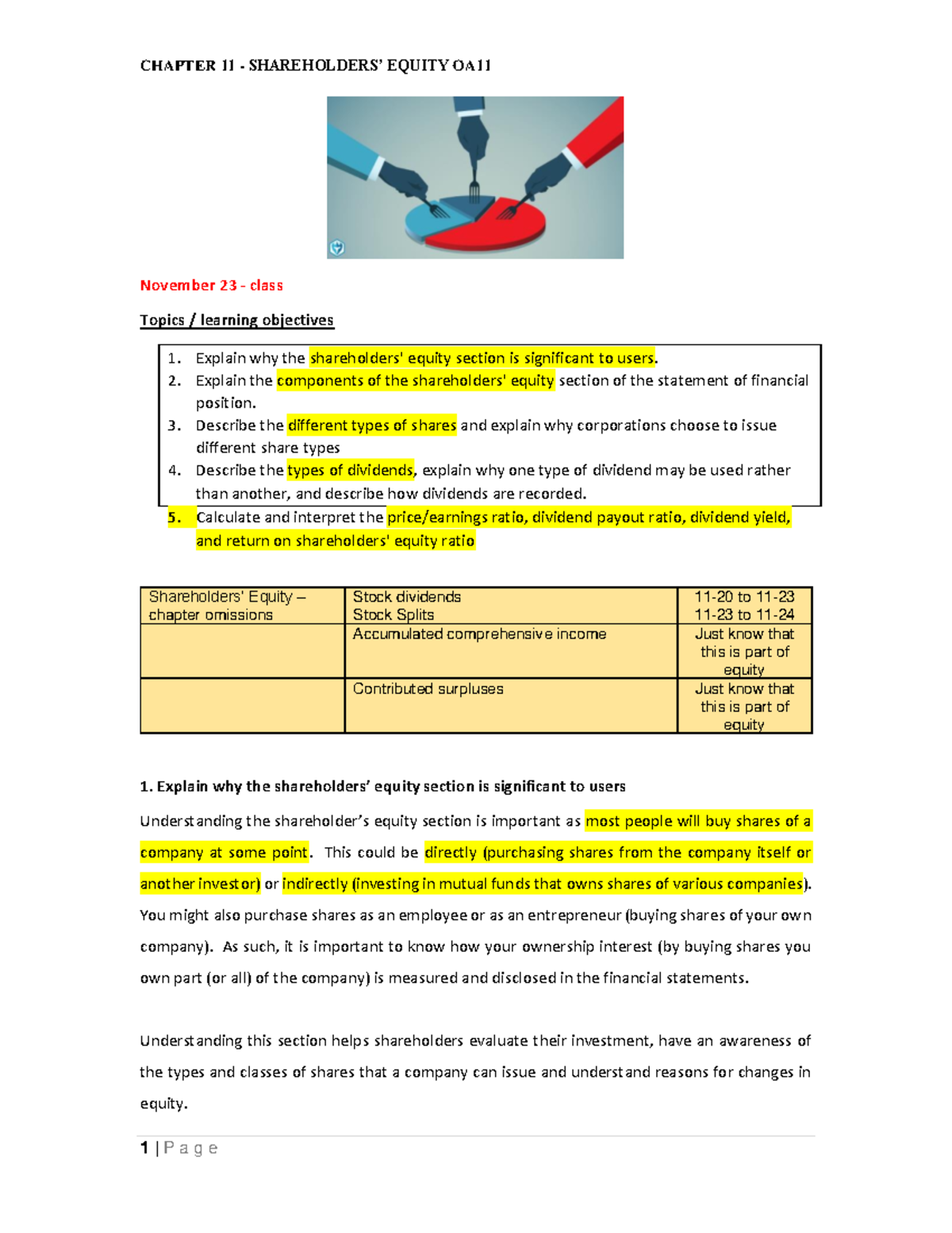 Chapter 11 - notes for aaccoounting - November 23 - class Topics ...