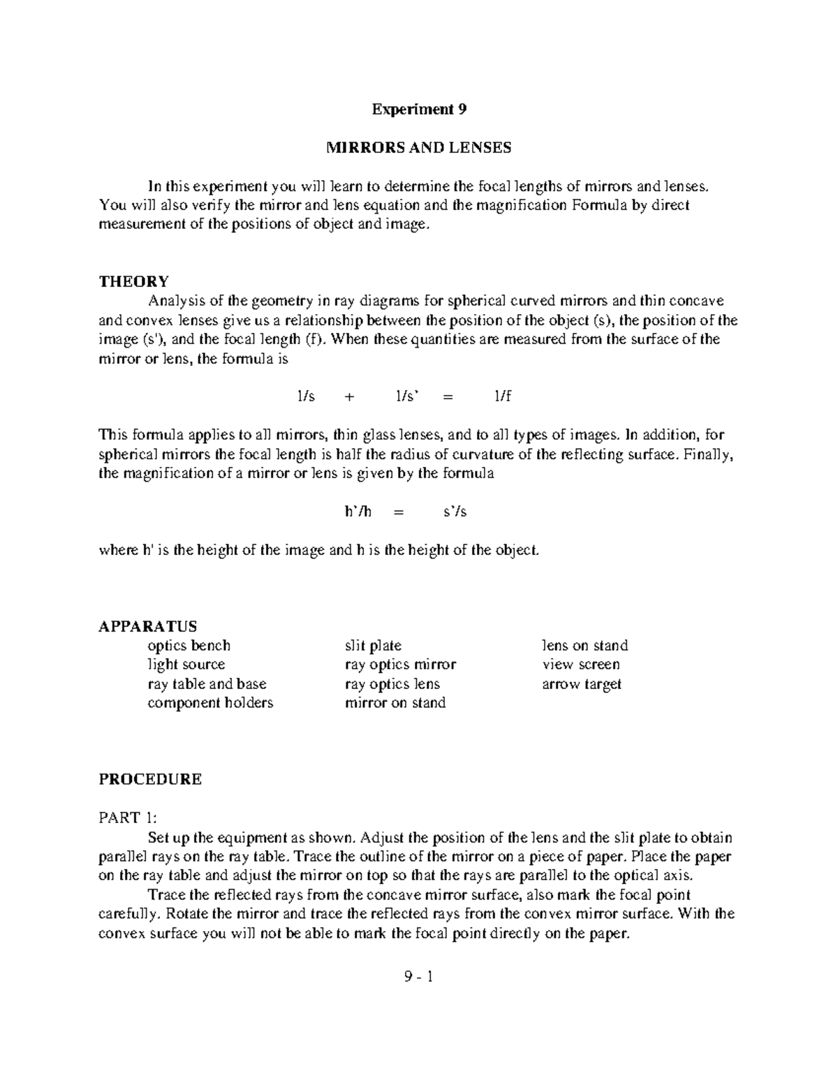 Phys 23 T9 Mirrors and lenses - Foundation Physics II - UiTM - Studocu