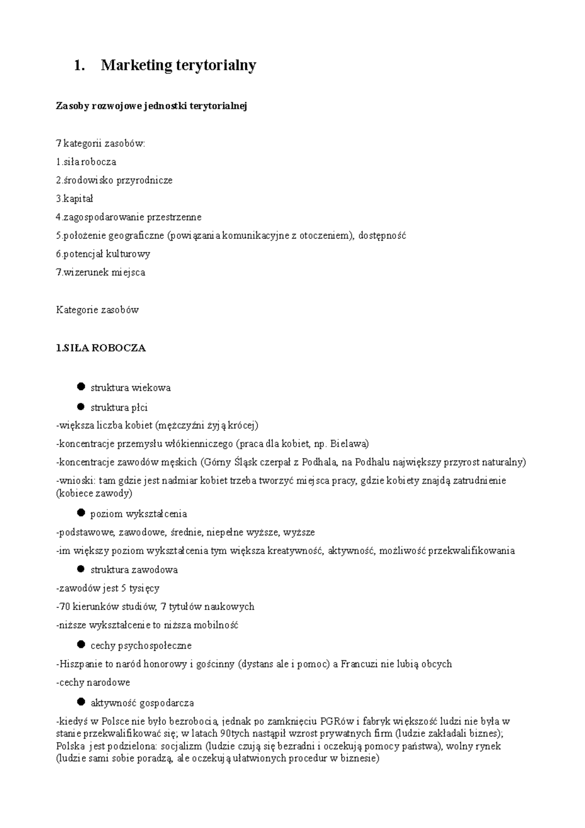 Marketing Terytorialny - 1. Marketing terytorialny Zaso rozwojowe jednostki terytorialnej 7 ...