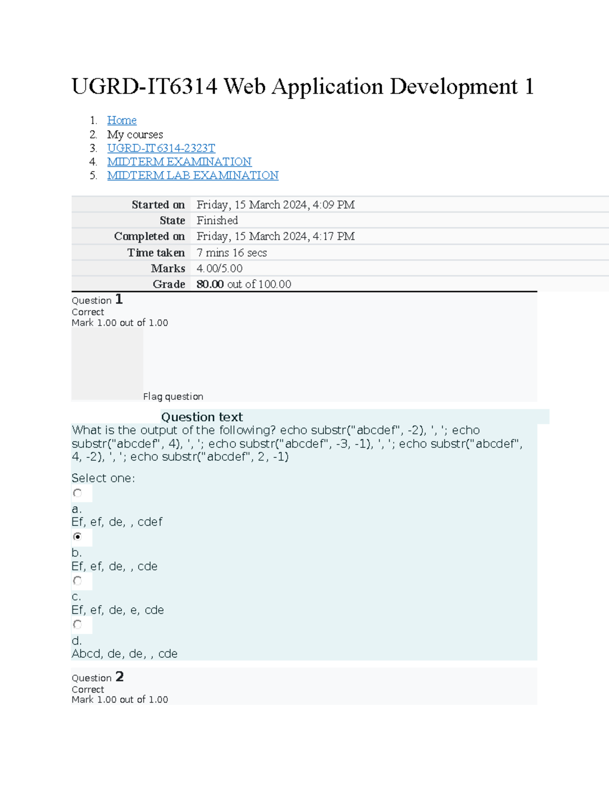 Ugrd It6314 Web Application Development 1 Midterm Exam Lab Ugrd It6314 Web Application