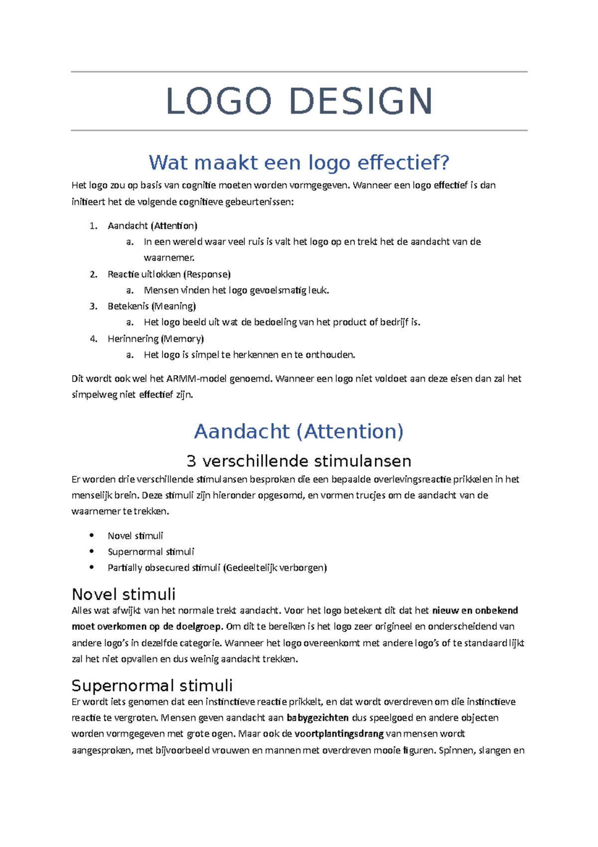 ARMM-model - LOGO DESIGN Wat maakt een logo effectief? Het logo zou op ...