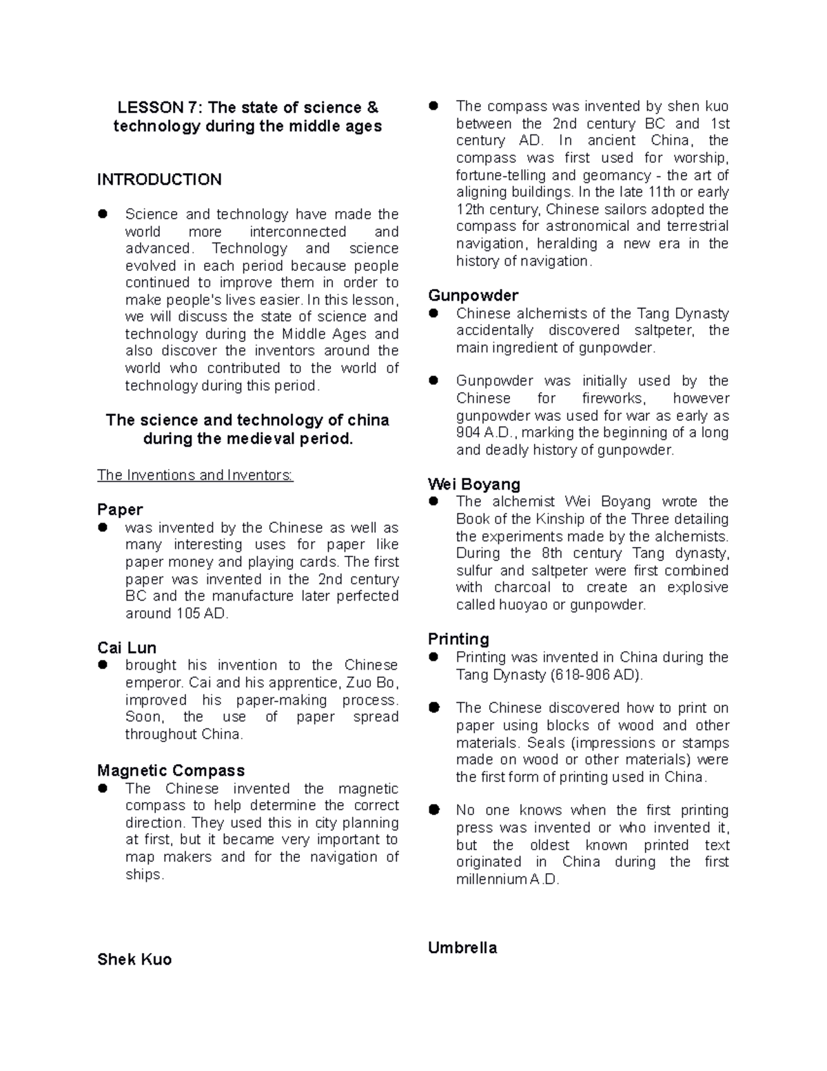 Lesson 7 - 10 ( STS Reviewer) - LESSON 7: The state of science ...