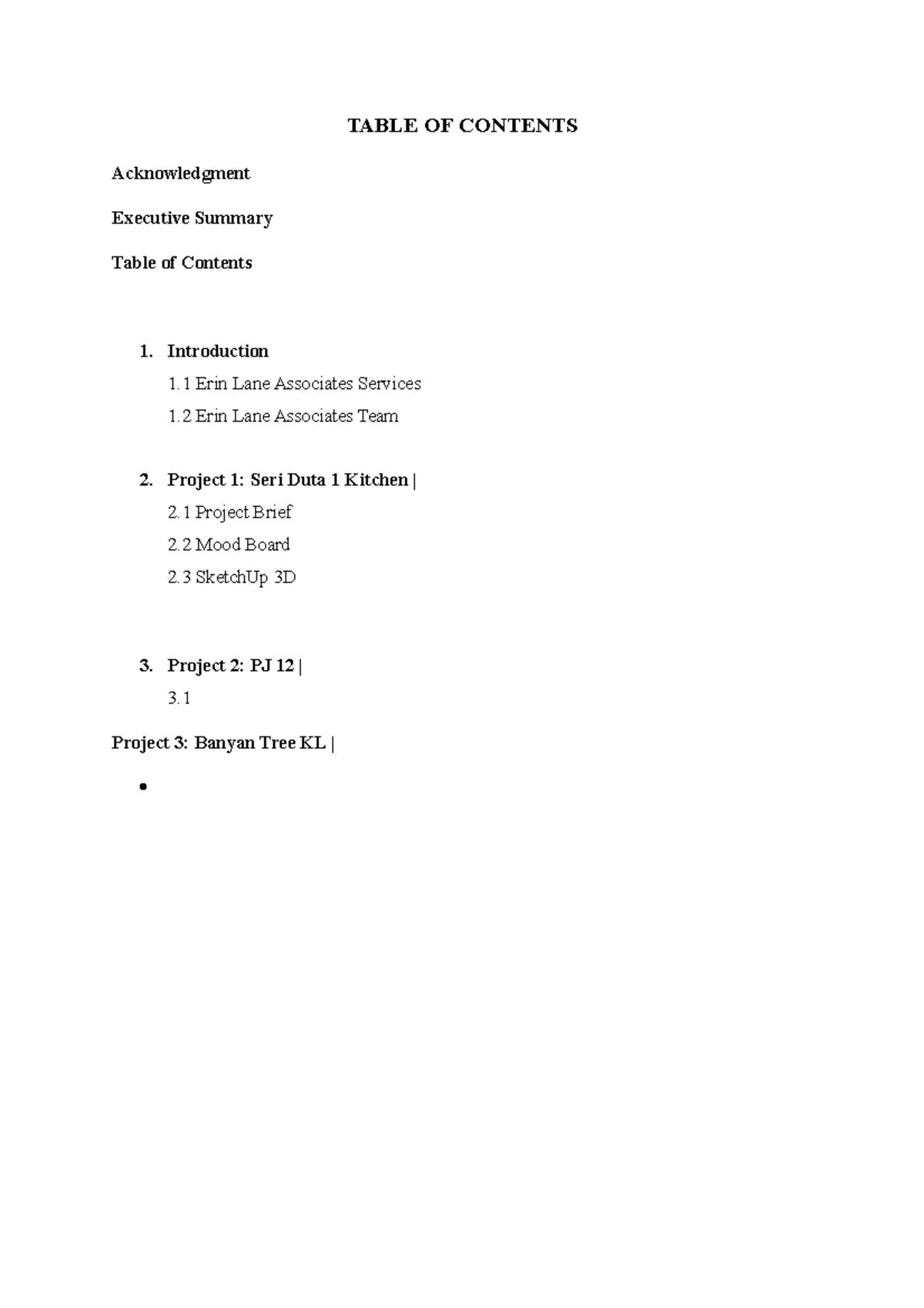 Professional Practice - TABLE OF CONTENTS Acknowledgment Executive ...