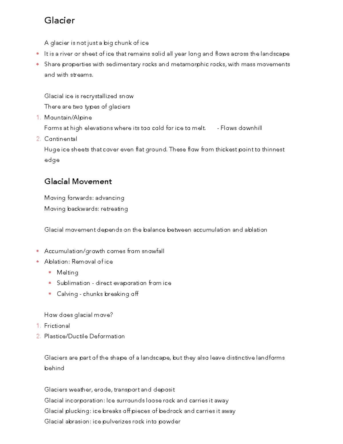 Glacier - Lecture notes test 2 - Glacier A glacier is not just a big ...