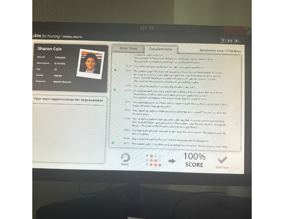 Page 4 - Sharon Cole vSim - NUR 212 - Studocu