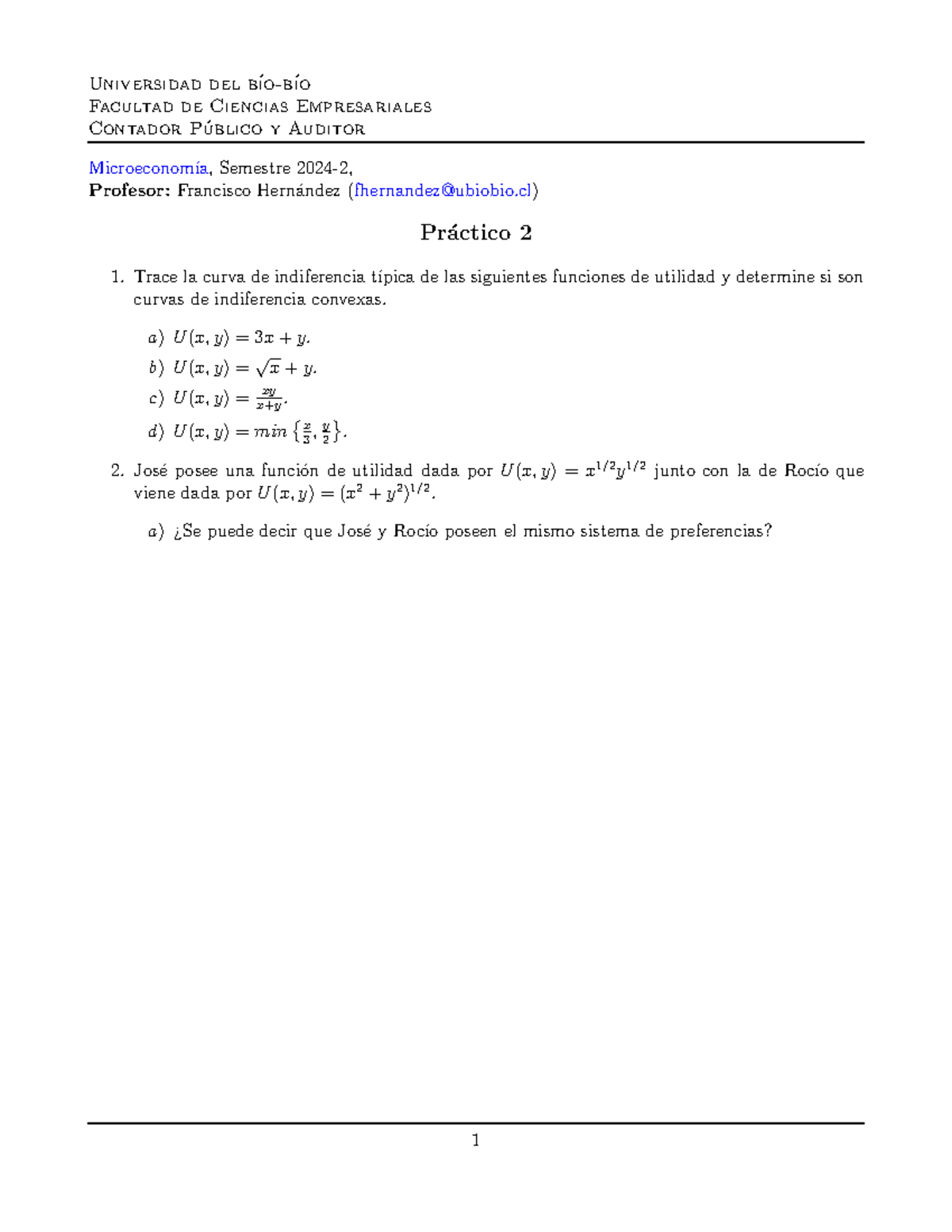 Practico 2 - ejercicios - Universidad del b ́ıo-b ́ıo Facultad de Ciencias Empresariales ...