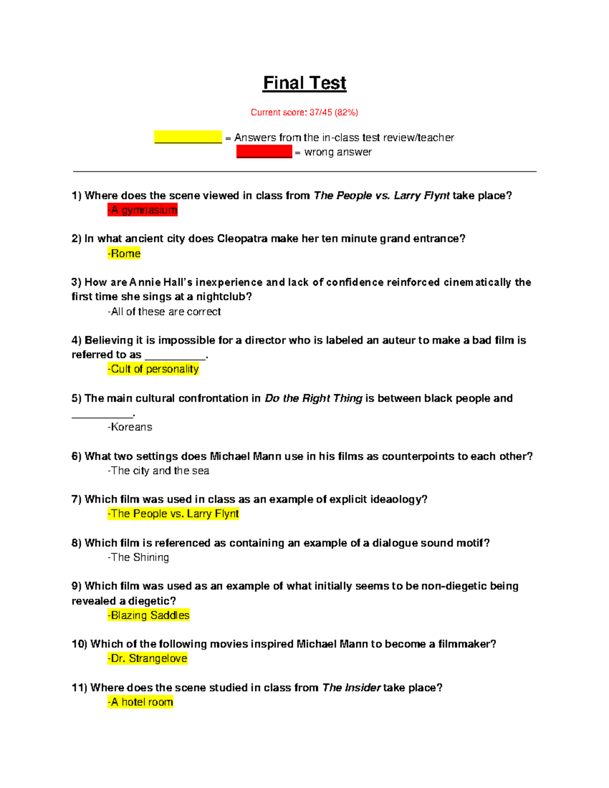 Final Test Current score: Answers from the test wrong answer 1) Where ...