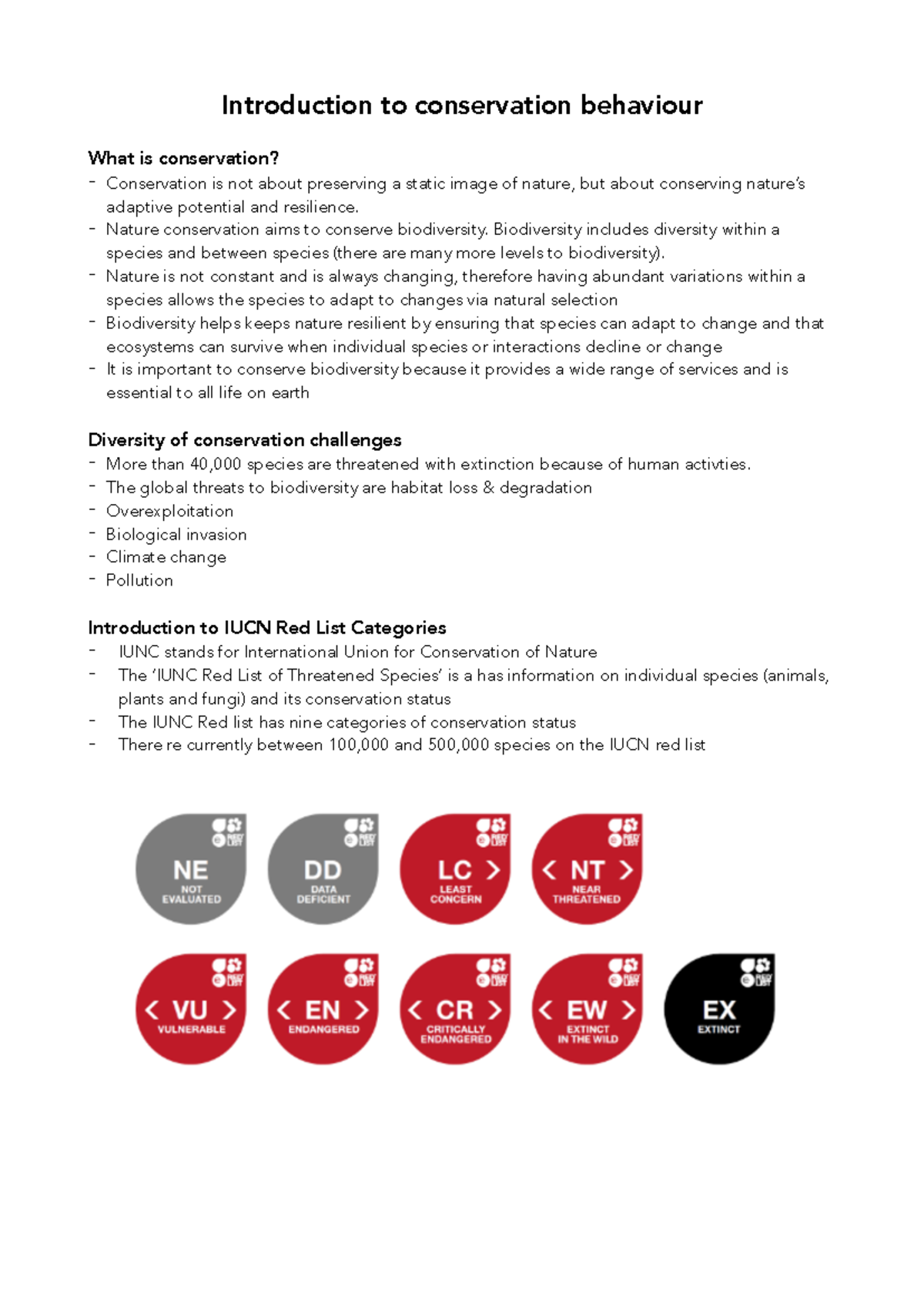 Animal behaviour in conservation workshop notes - Introduction to ...