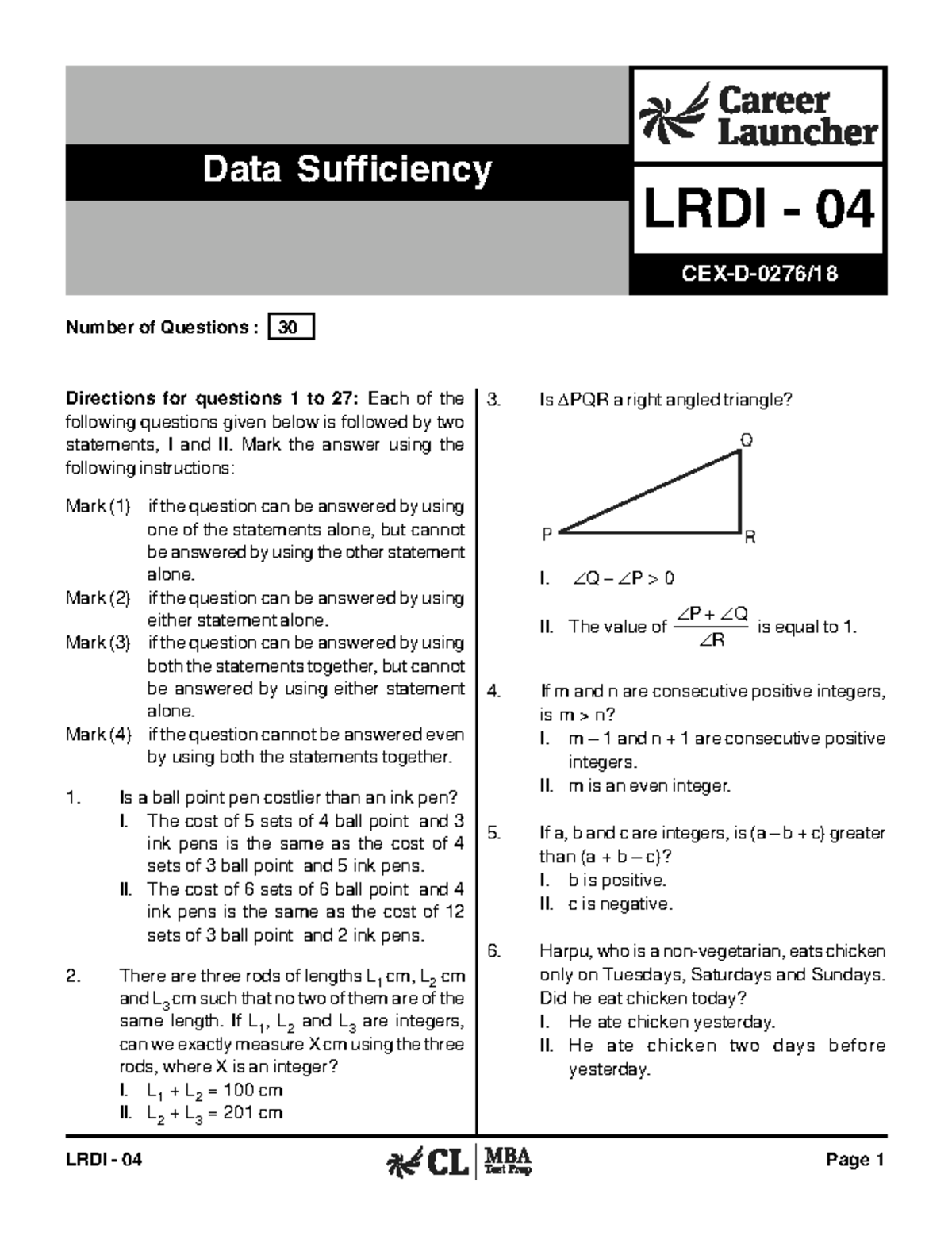 LRDI-04 DS with Solutions - LRDI - 04 Page 1 Data Sufficiency ...