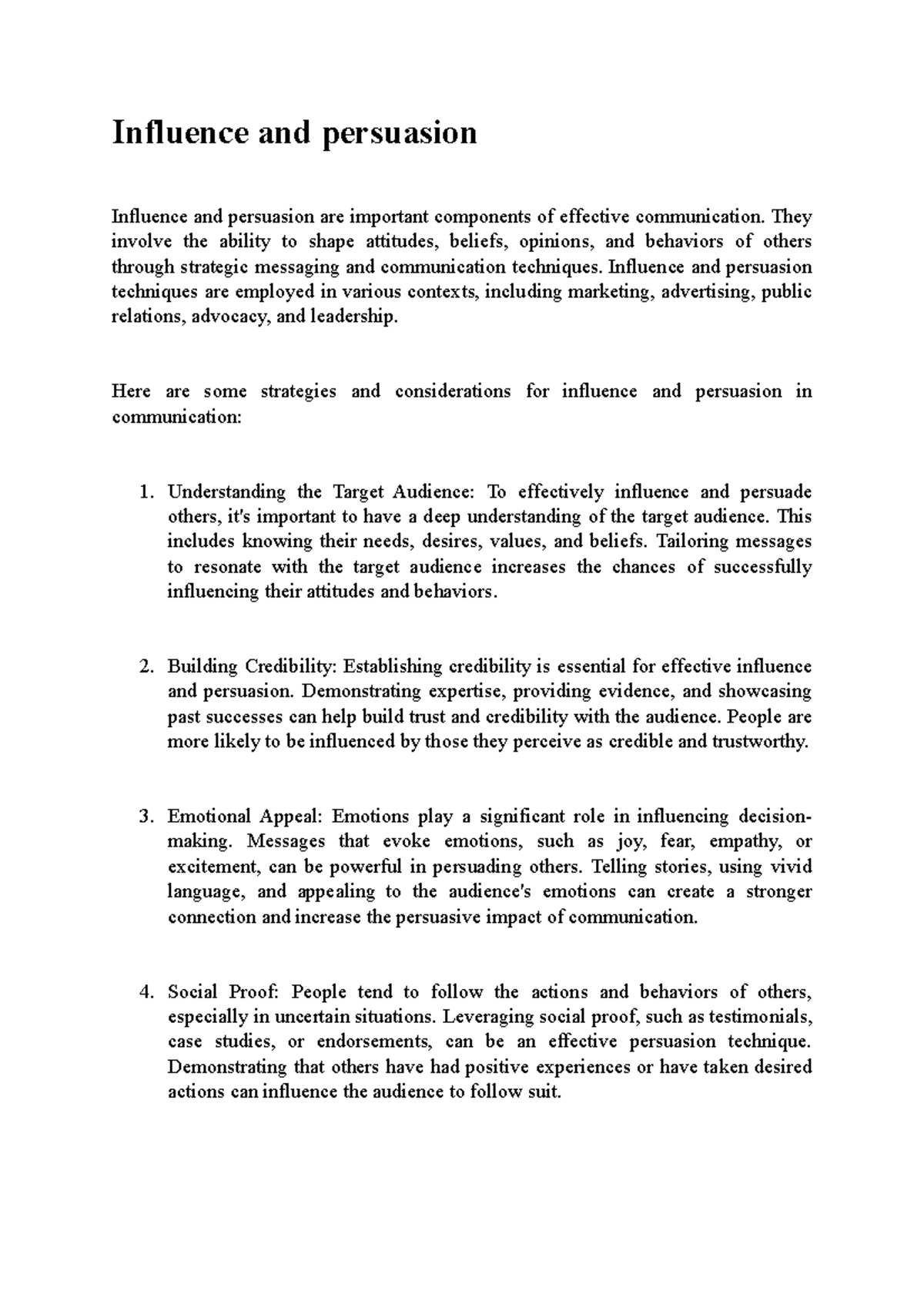 Communication - Influence and persuasion - Influence and persuasion ...