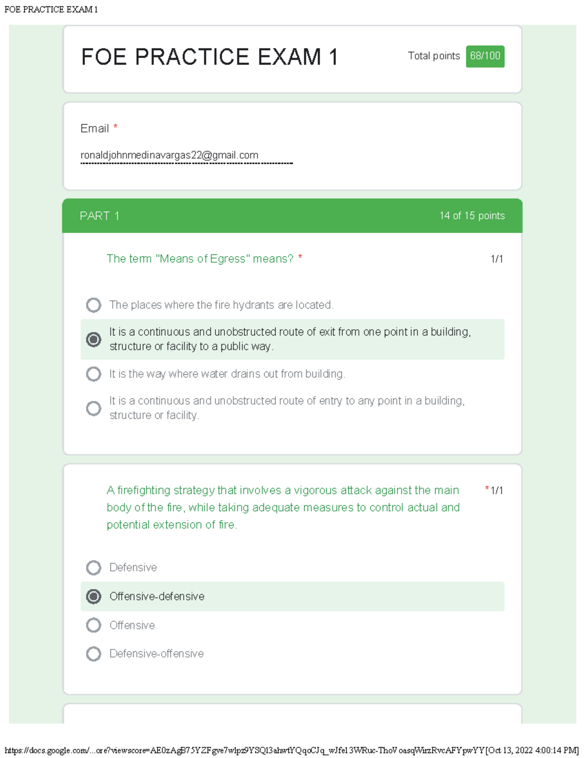 FOE Practice EXAM 1 - Fire Officer Examination - Email ...