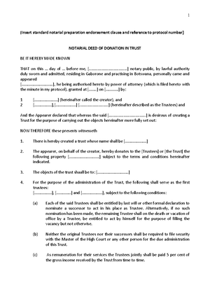 Notarial deed of usufruct persuant to a will - 1 Prepared by me Notary ...