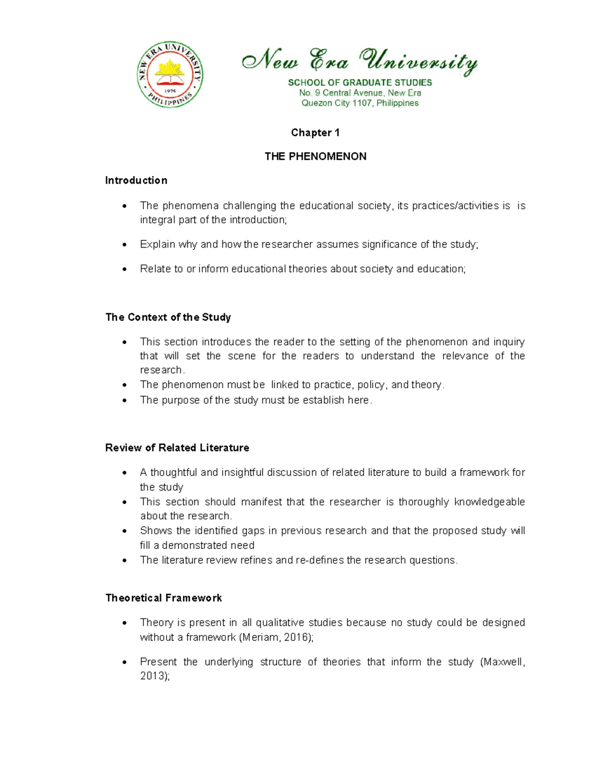 Research Format - Chapter 1 THE PHENOMENON Introduction The phenomena ...