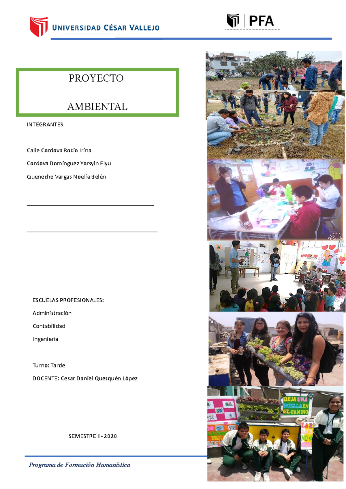 Proyecto Ambiental Final del cruso - PROYECTO AMBIENTAL ESCUELAS ...