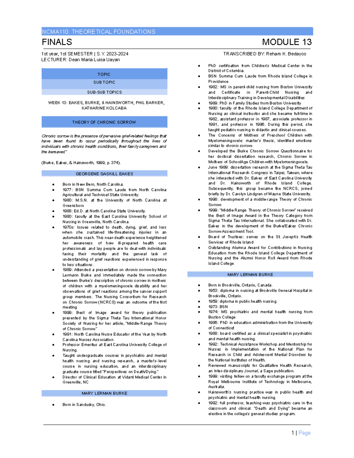 TFN Finals Module 13 - FINALS MODULE 13 1st year, 1st SEMESTER | S. 2023-2024 TRANSCRIBED BY ...