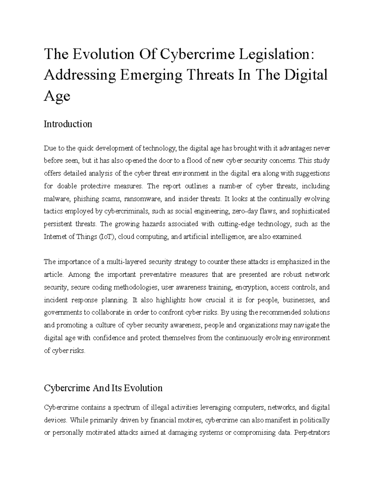 The Evolution Of Cybercrime Legislation Addressing Emerging Threats In ...