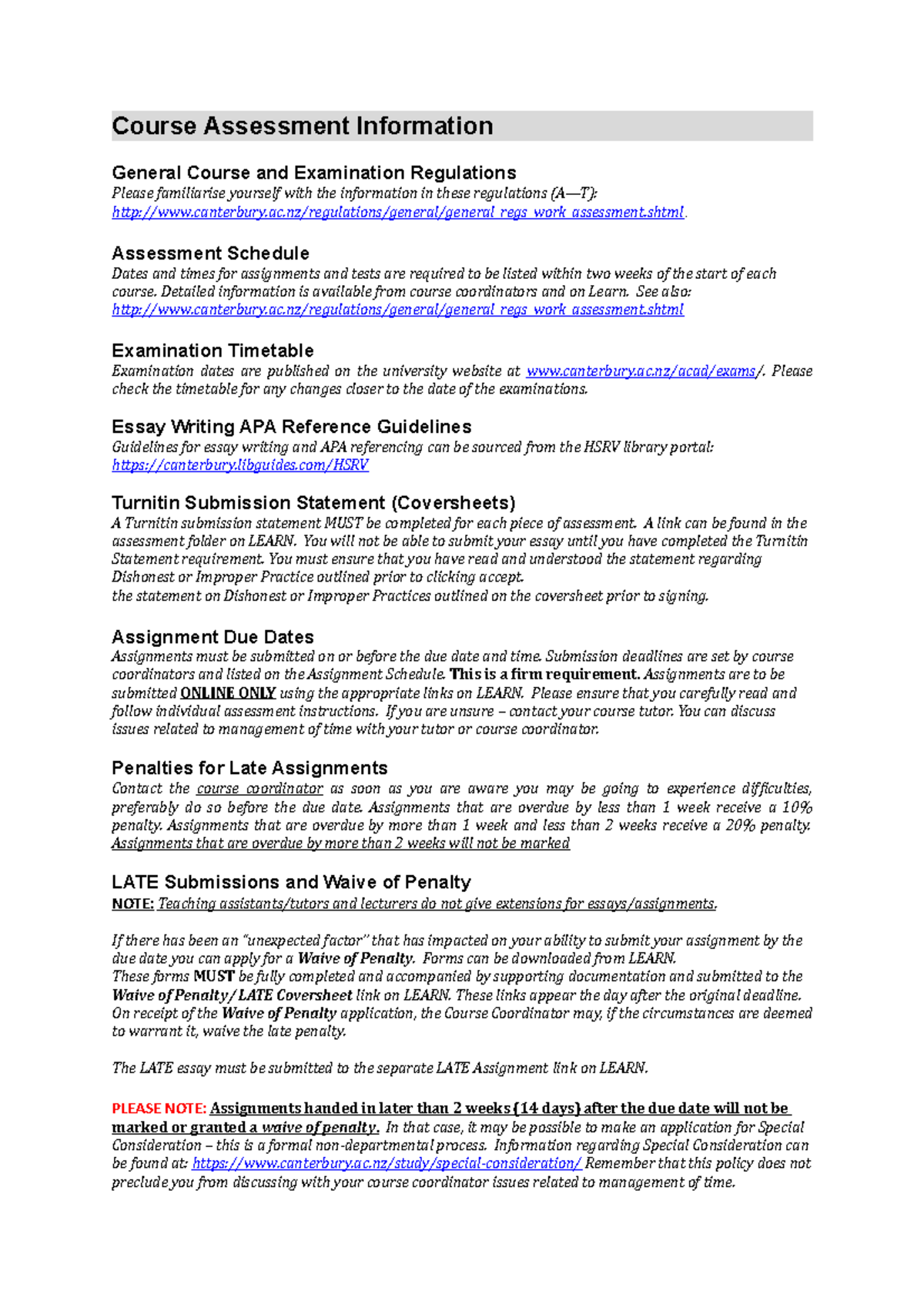 Course Assessment Information 2022 - Course Assessment Information ...