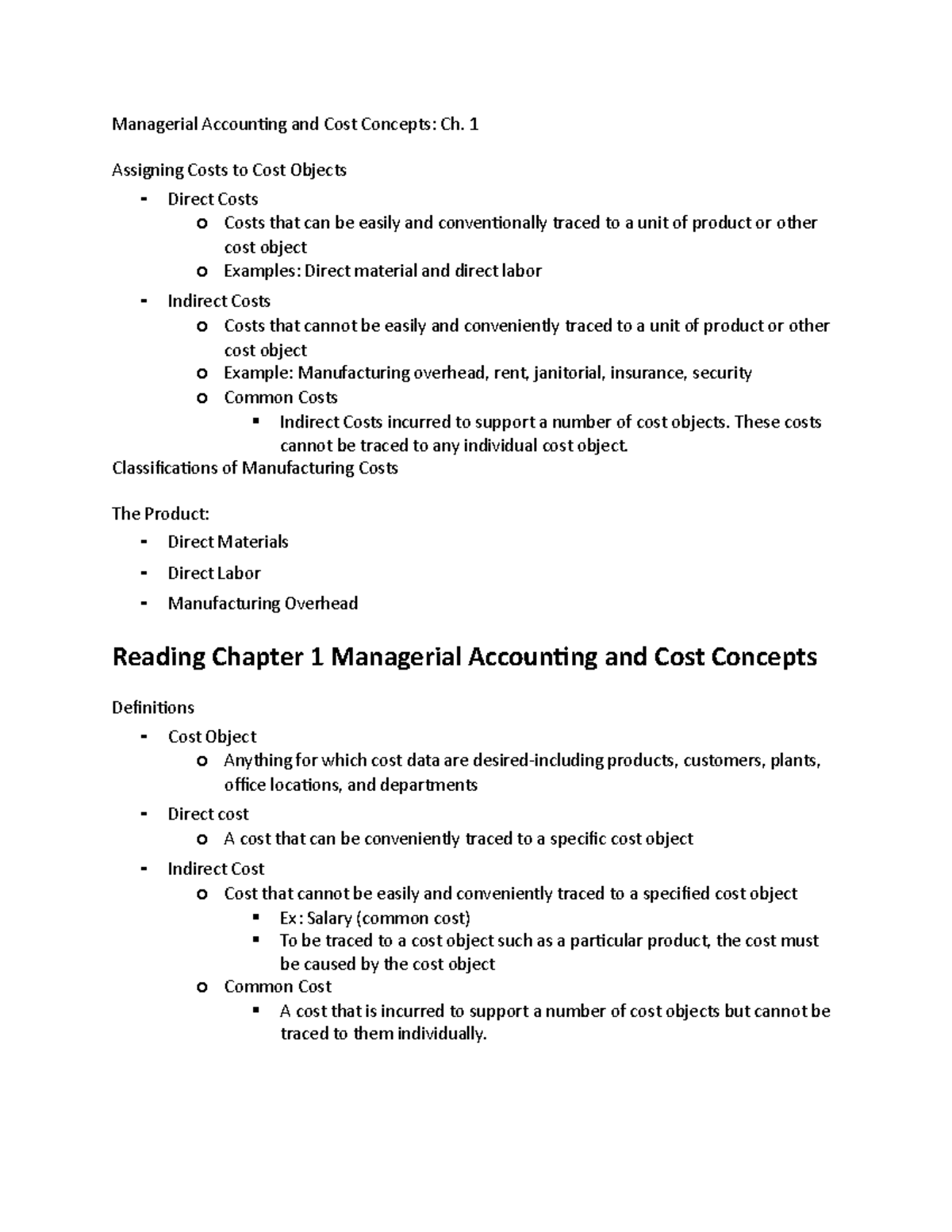 Managerial Part 1 - Notes Accounting - Managerial Accounting and Cost ...