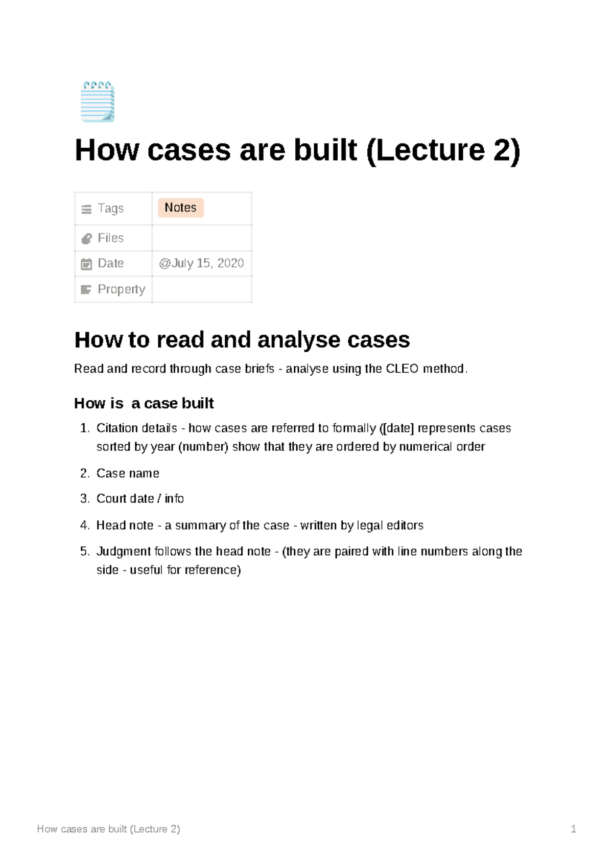 How cases are built (Lecture 2) - How is a case built Citation details ...