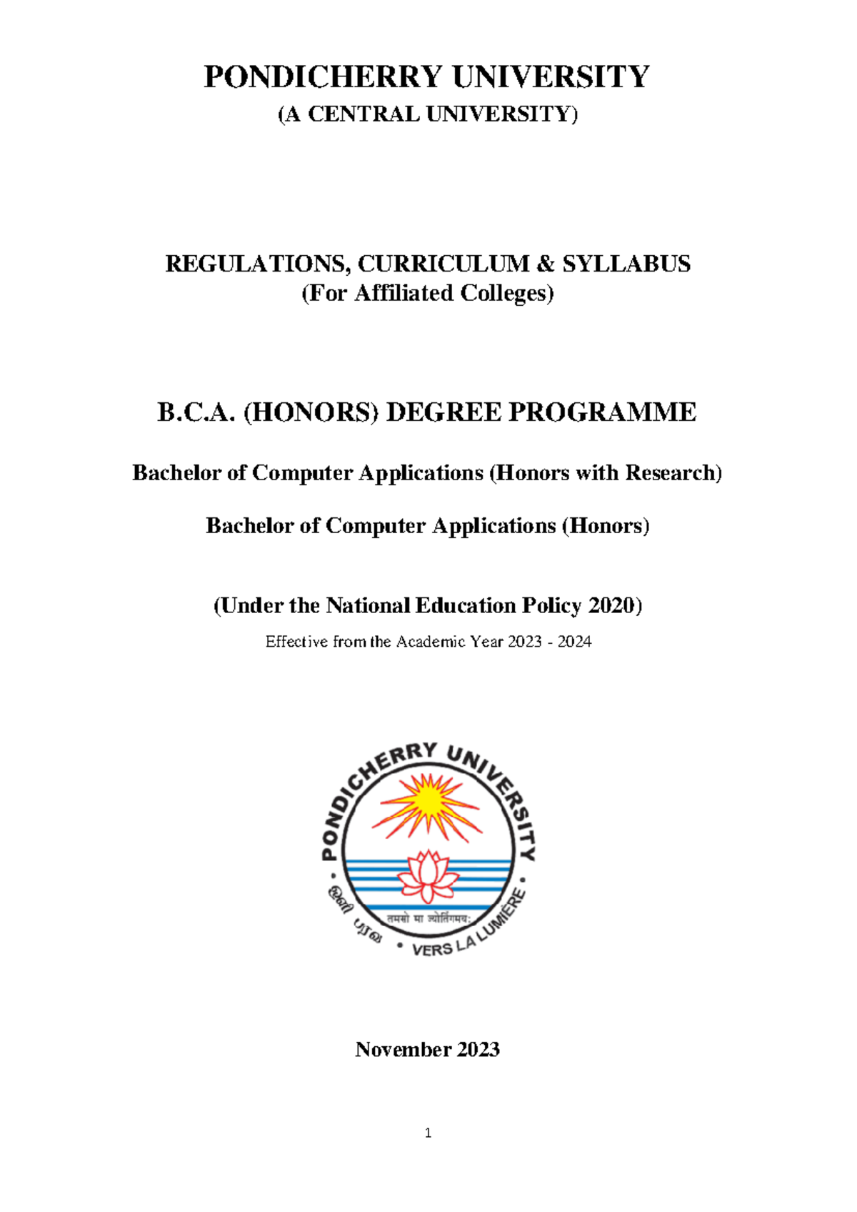 Syllabus Affiliated Arts Science B.Sc - Studocu