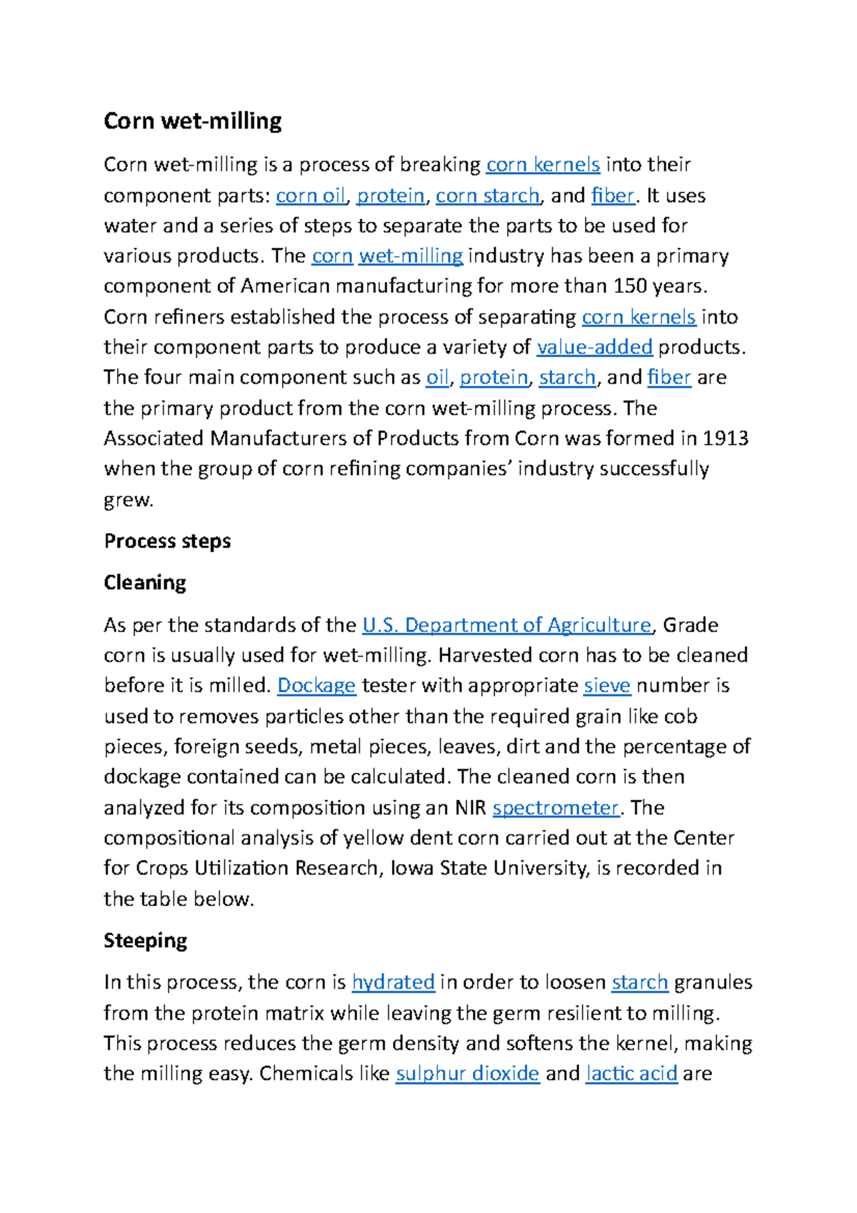 Corn wet-milling - Corn wet-milling - Corn wet-milling Corn wet-milling ...
