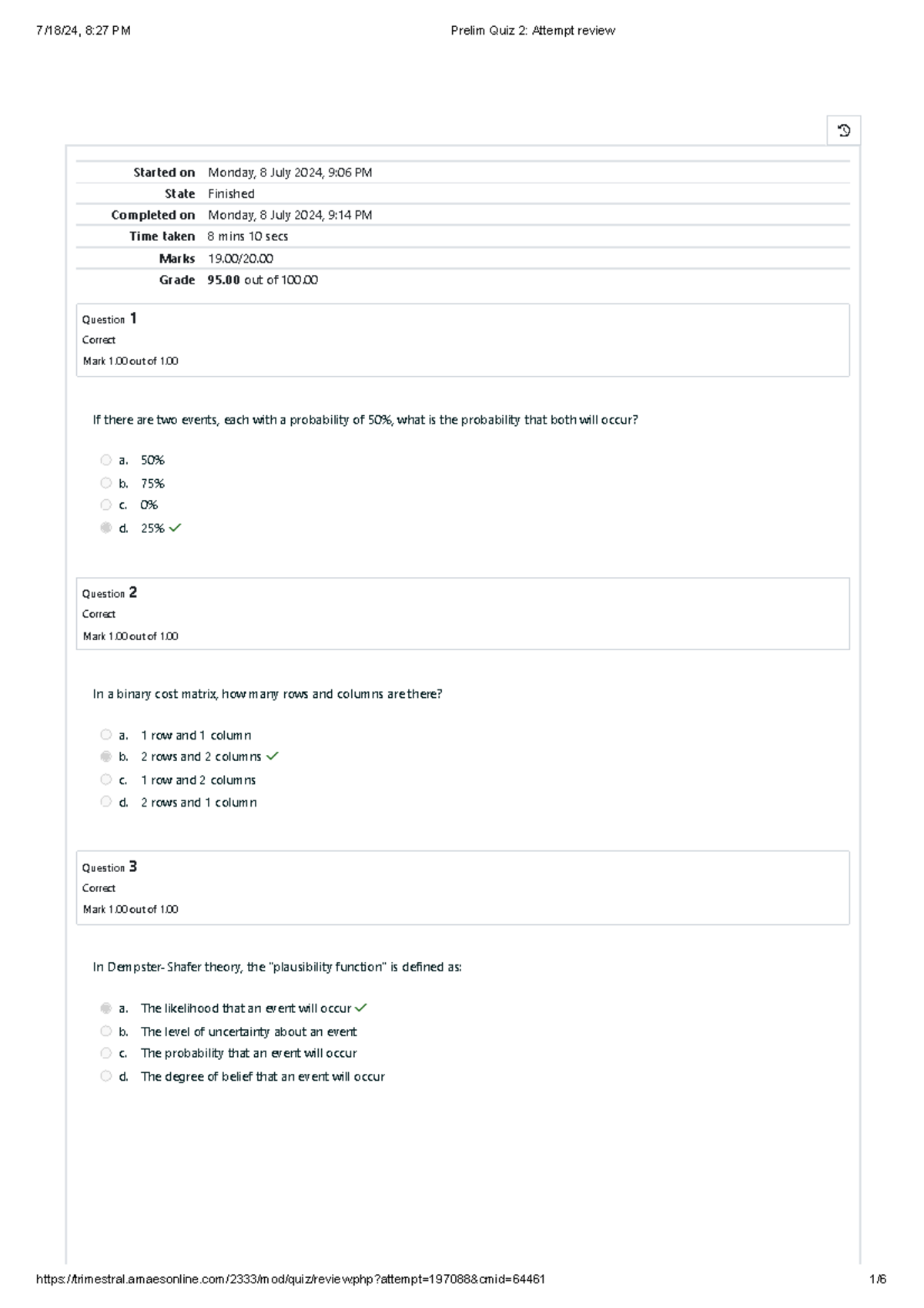 Midterm Quiz 2 Attempt Review Ugrd Cybs6101 Artificial Intelligence Fundamentals Started On